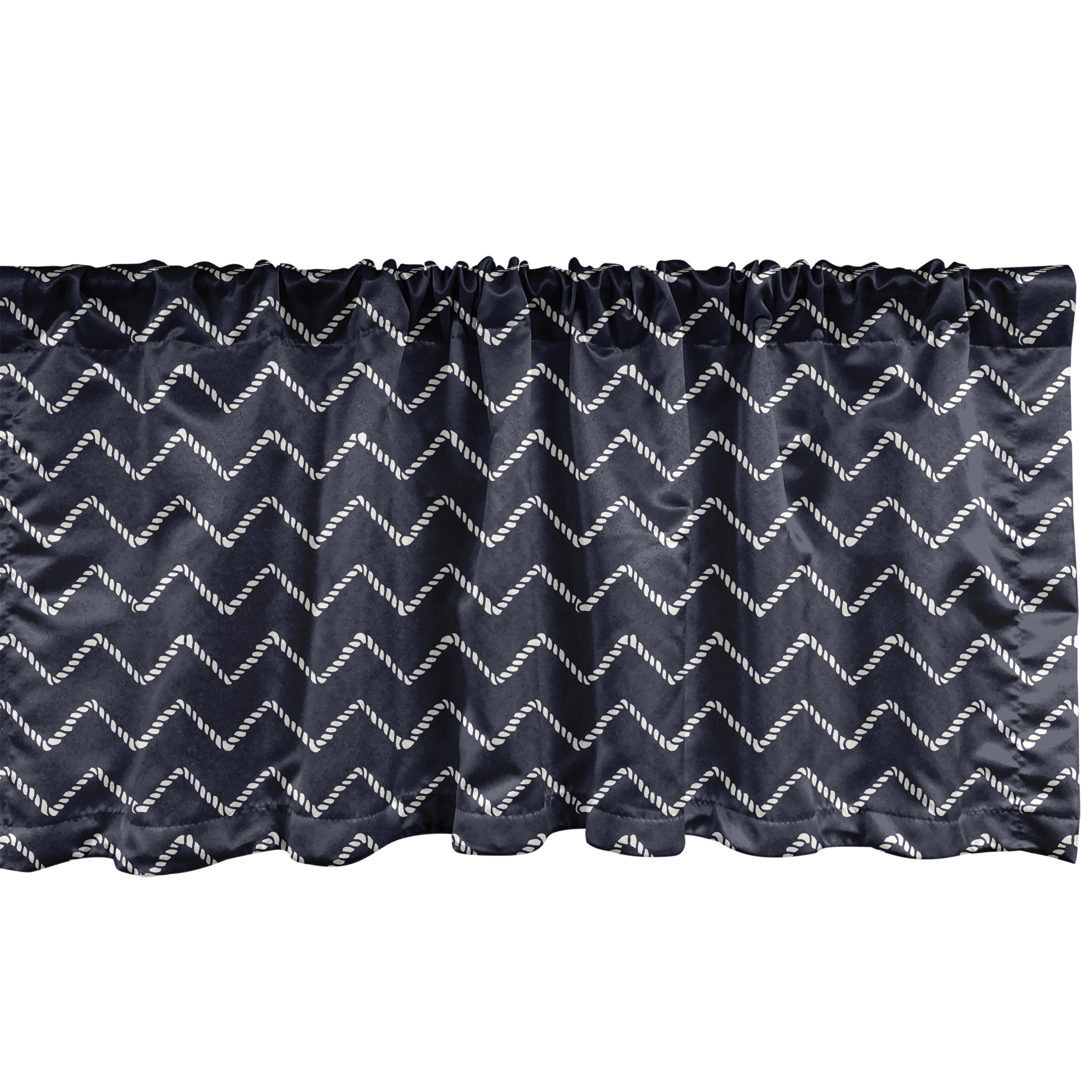 Ambesonne Navy Blue Window Valance, Chevron Zigzag Themes, 54" X 12 ...