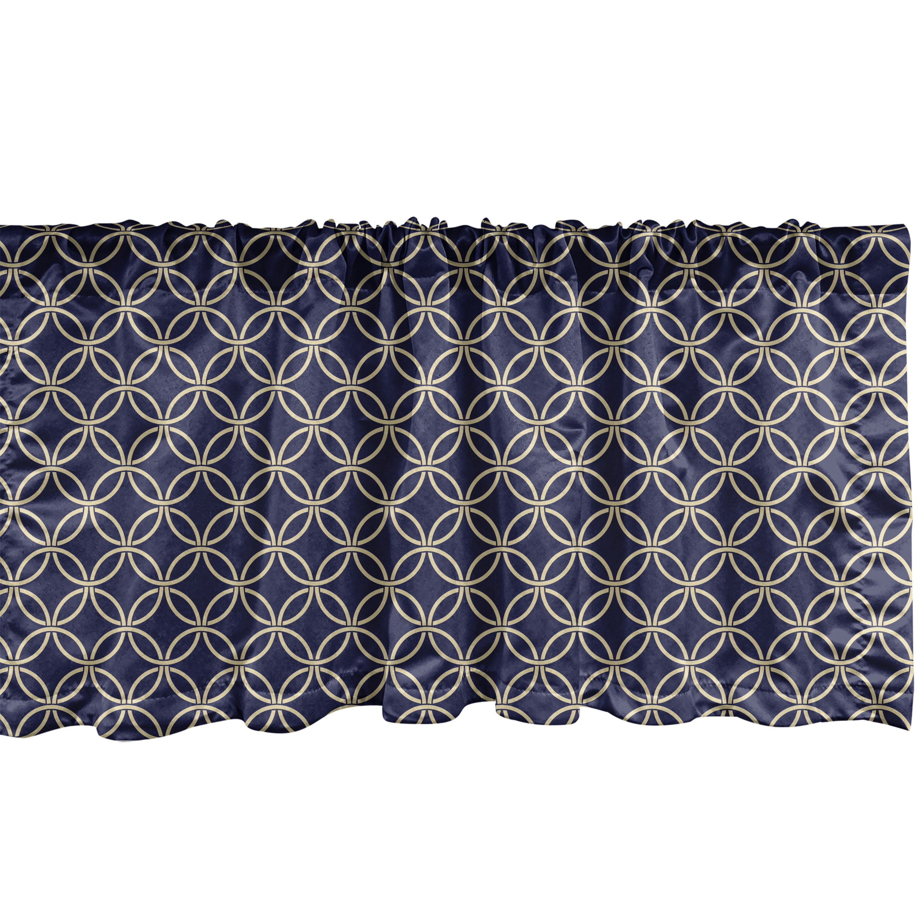 Ambesonne Navy Blue Window Valance, Oriental Round Shapes, 54" X 18 ...