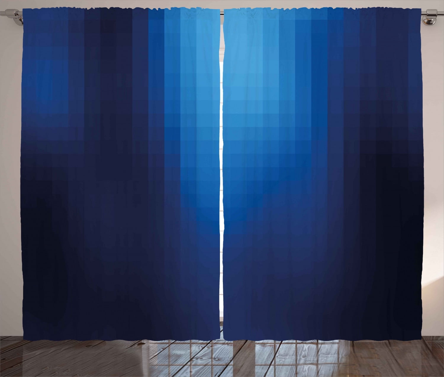 Ambesonne Navy Curtains 2 Panel Set, Blurry Mosaic Pixel Square, 108" x ...