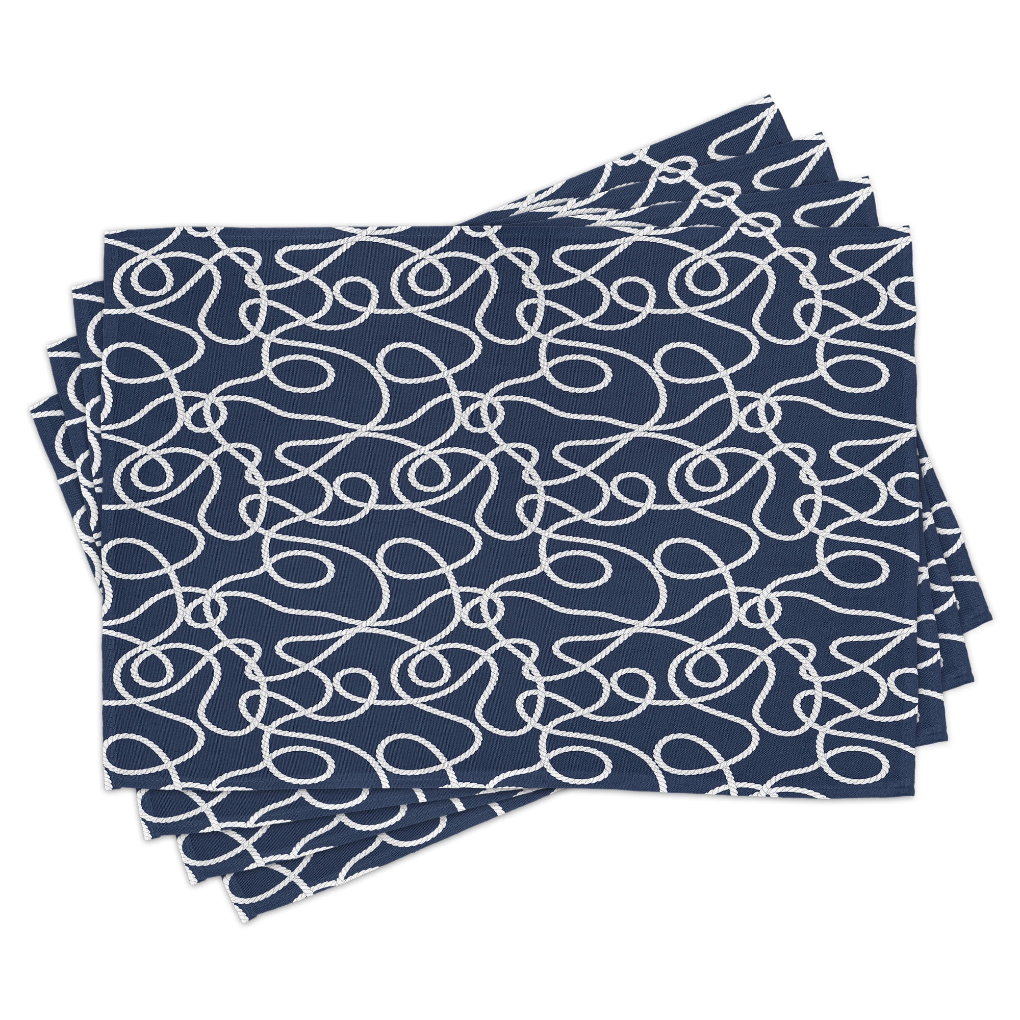 Ambesonne Navy Place Mats Set of 4, Tangled Ocean Marine Theme ...