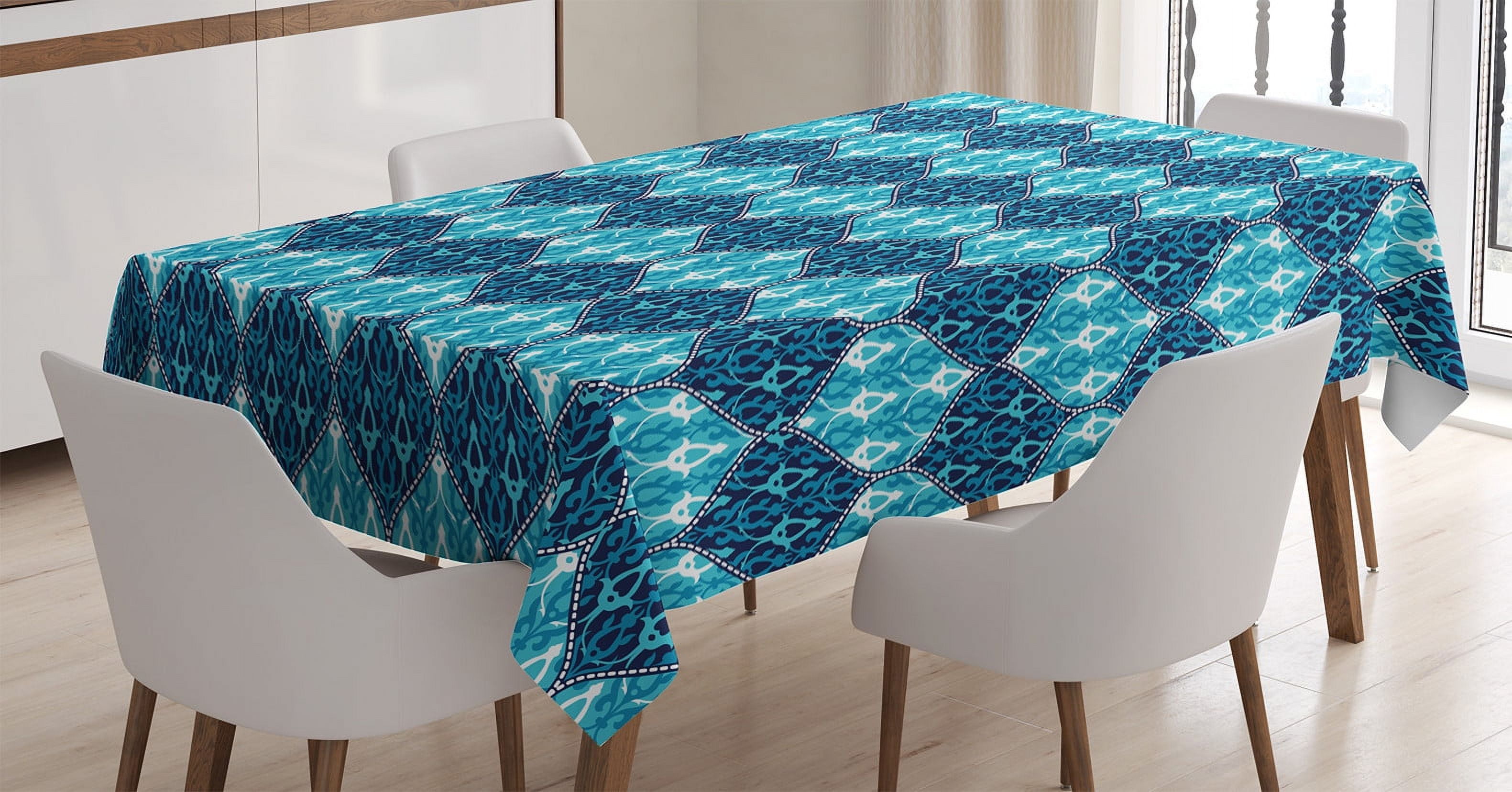 Ambesonne Navy Tablecloth Rectangular Table Cover, Patchwork Style ...