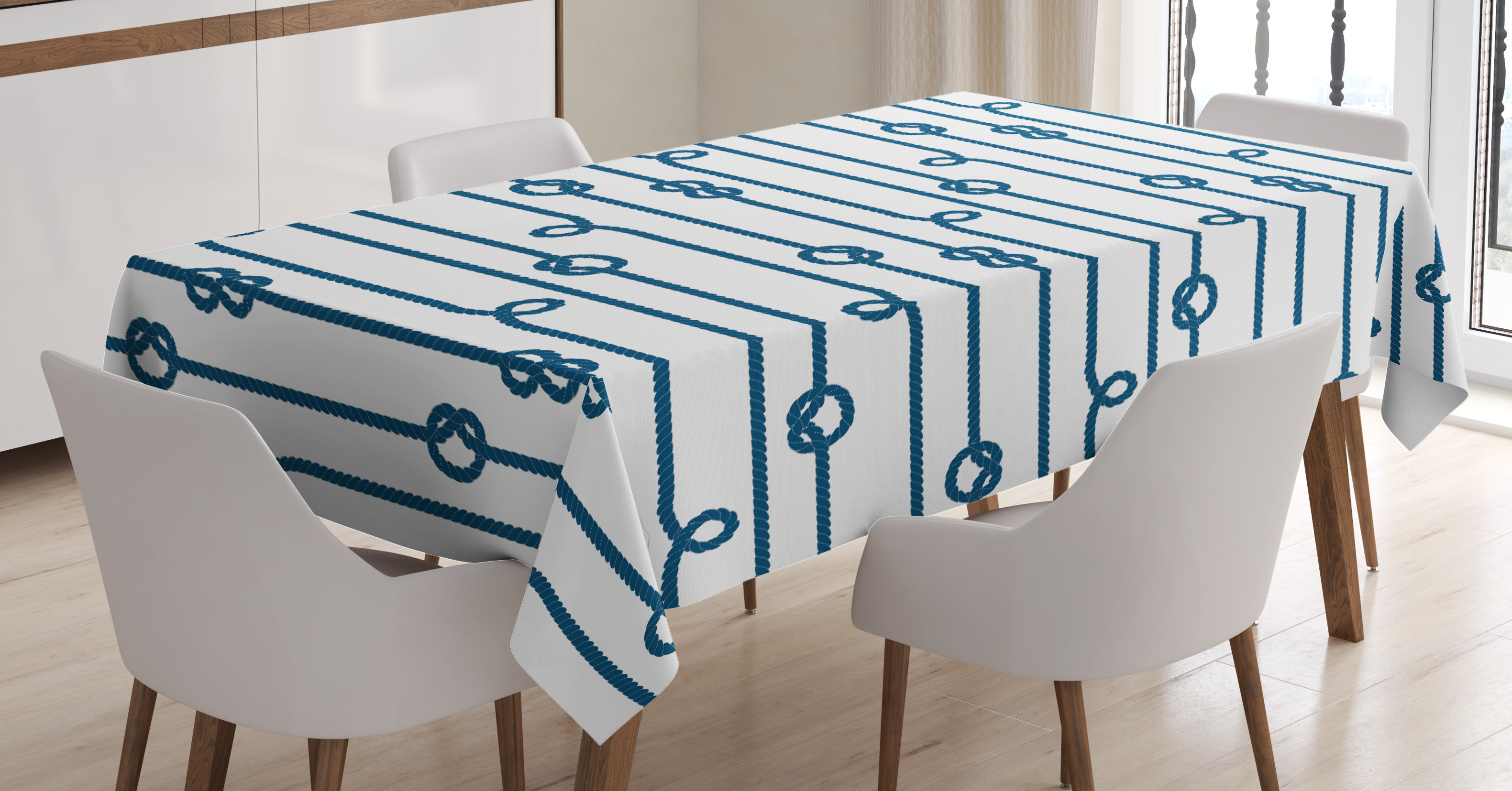 Ambesonne Navy Tablecloth Rectangular Table Cover, Sea Marine Nautical ...