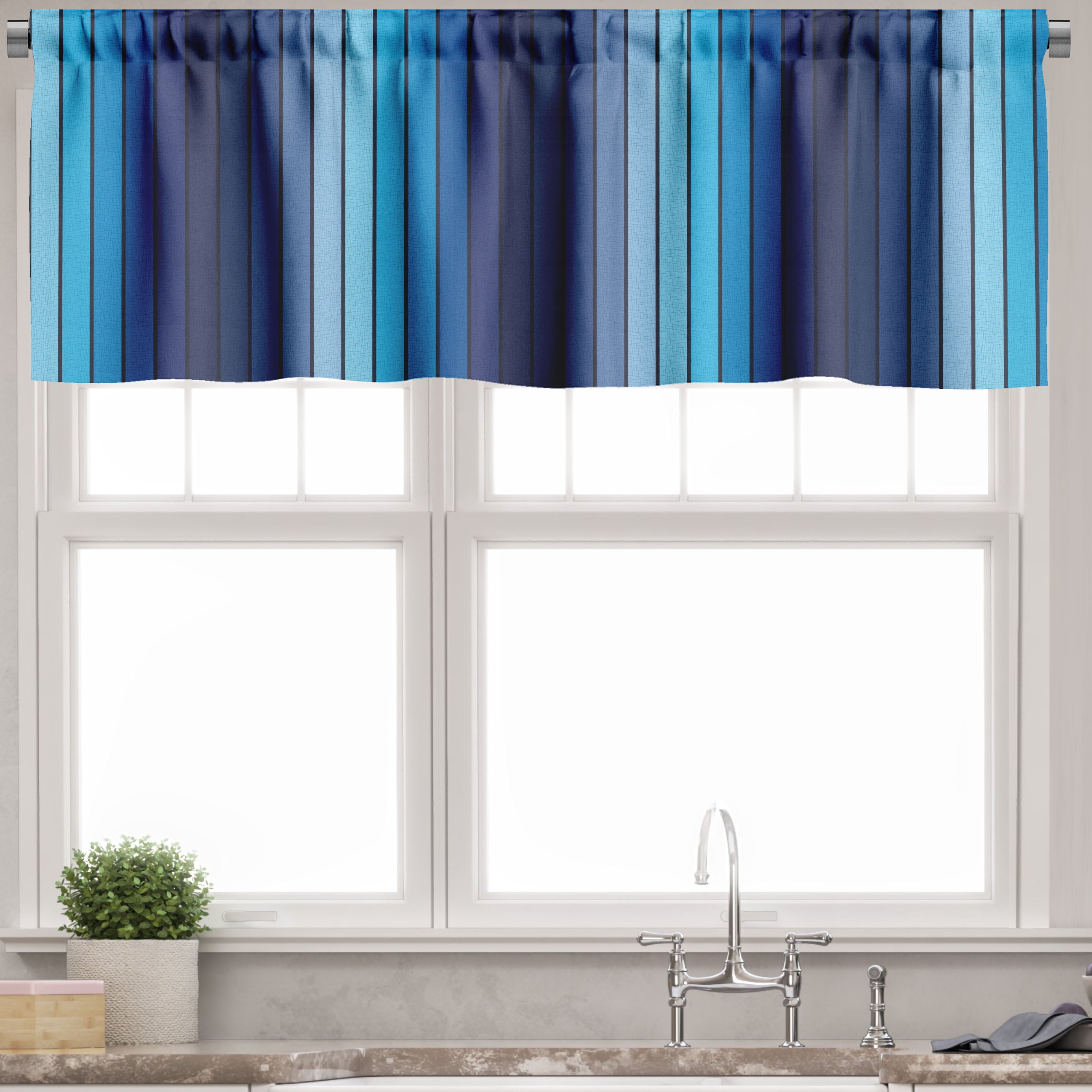Ambesonne Navy Valance Pack of 2, Plaques in Blue Borders, 54"X18 ...