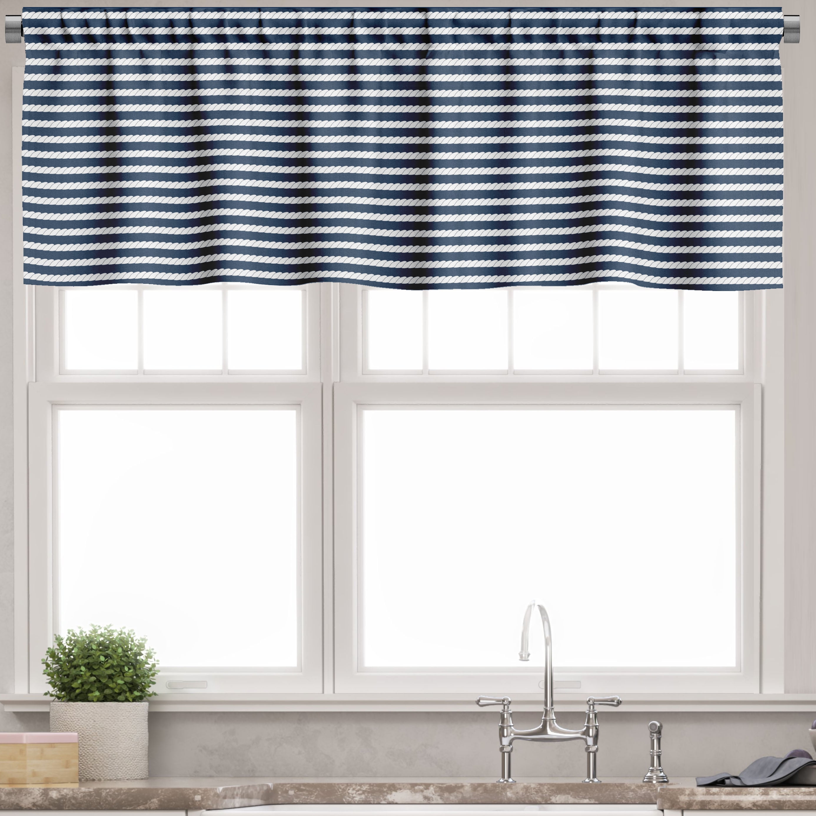 Ambesonne Navy Valance Pack of 2, Stripes Pattern, 54"X18", Blue and ...
