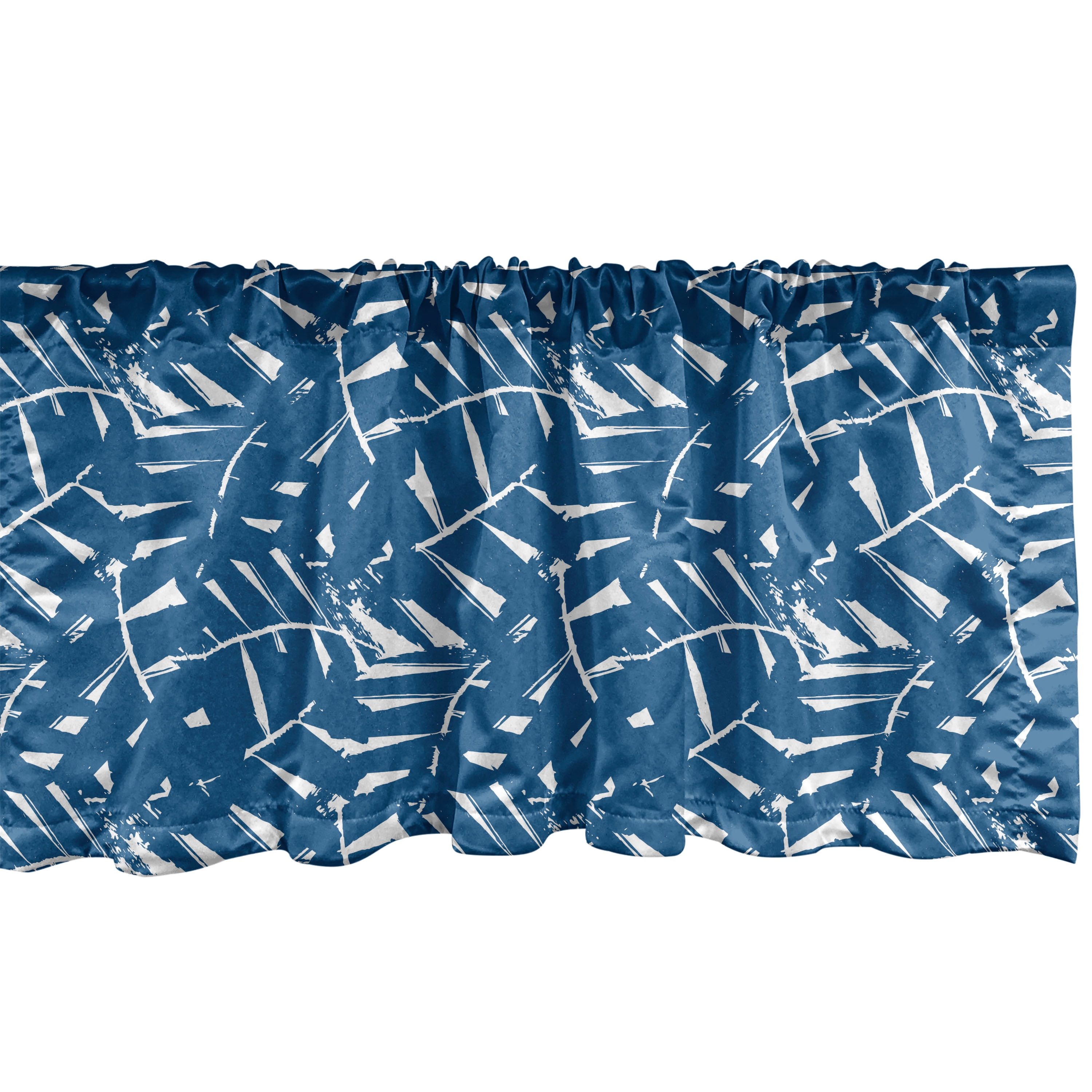 Ambesonne Navy Window Valance, Grungy Abstract Tropical Leaf, 54" X 18 ...