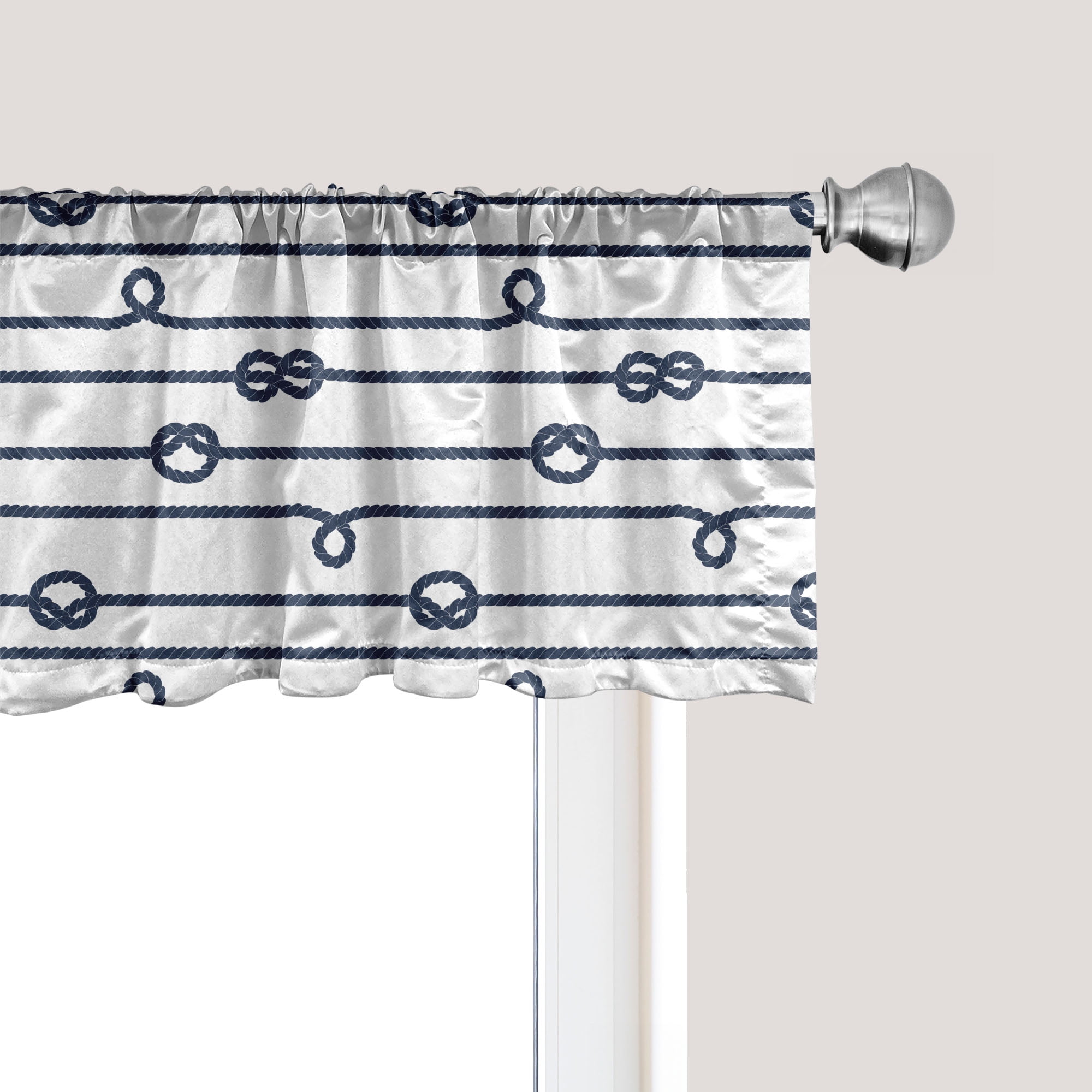Ambesonne Navy Window Valance, Sea Marine Nautical Knots, 54" X 12 ...