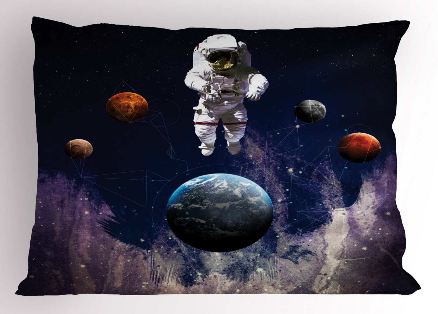 Ambesonne Nebula Pillow Sham, Planets Astronaut Space, 26" X 20 ...