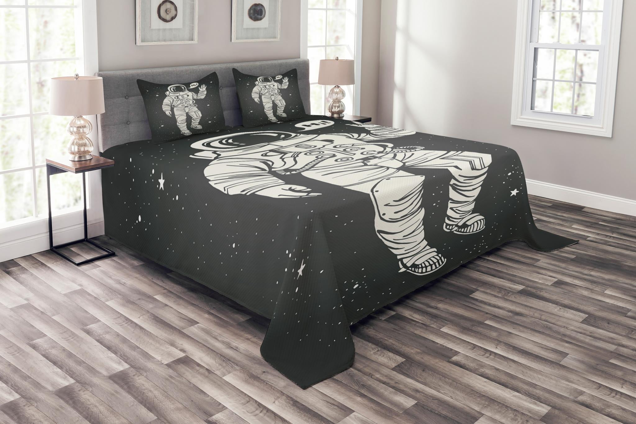 Ambesonne Nebula Quilted Bedspread Set 3 Pcs, Cartoon Astronaut Space ...