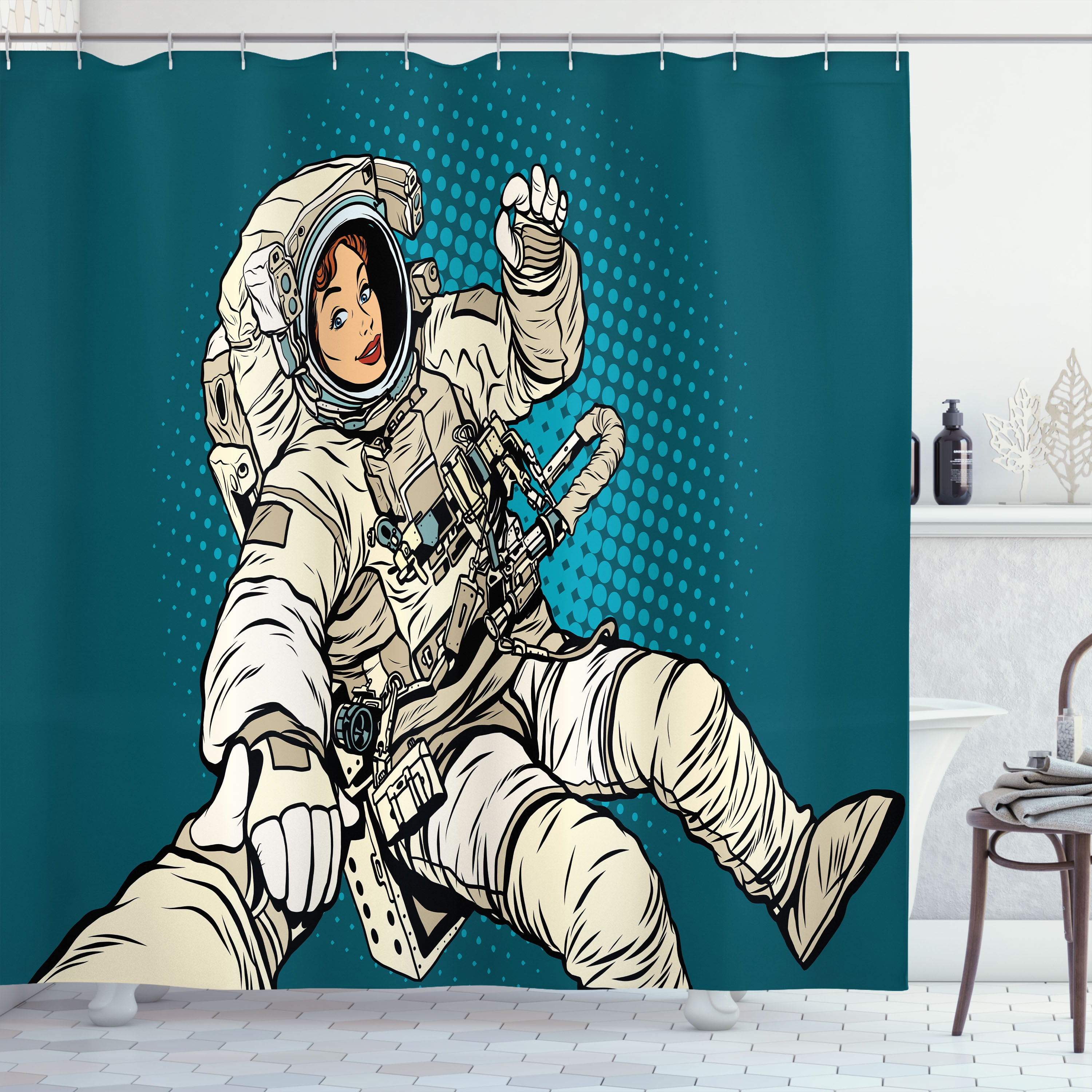 Ambesonne Nebula Shower Curtain, Astronaut Love in Space, 69"Wx84"L ...