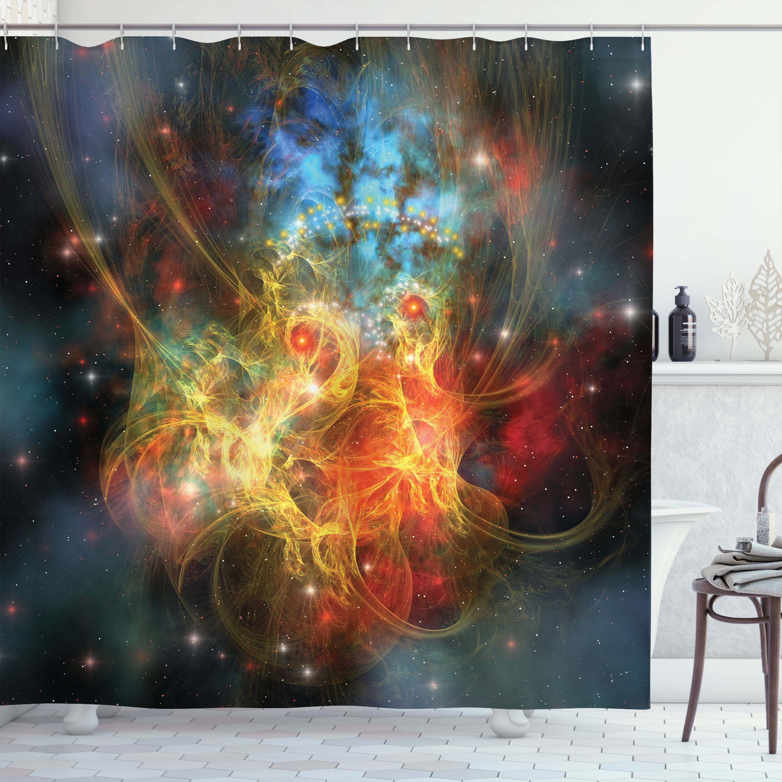 Ambesonne Nebula Shower Curtain, Outer Space Universe, 69"Wx75"L, Navy ...