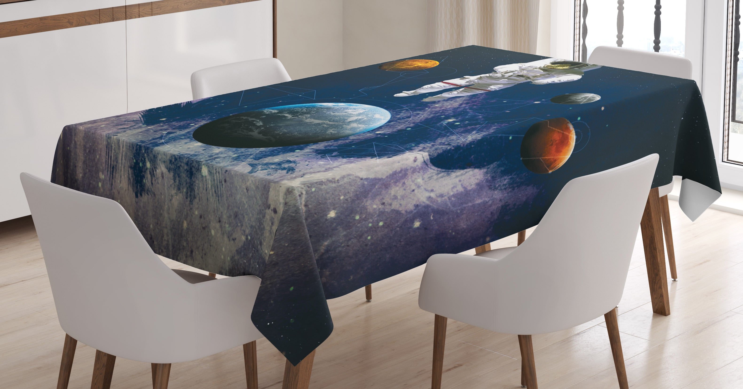 Ambesonne Nebula Tablecloth Rectangular Table Cover, Planets Astronaut ...