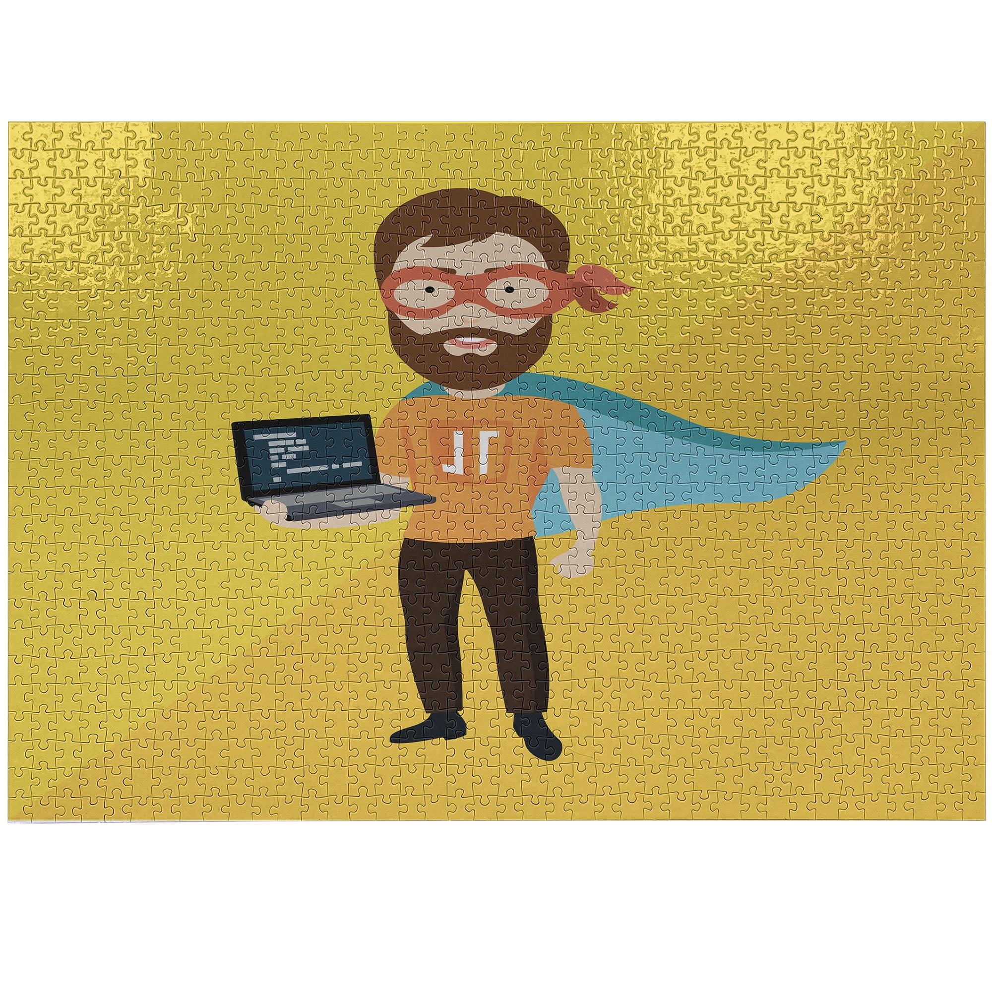 Ambesonne Nerd Jigsaw Puzzle Durable Cardboard, Hero Man Holding Laptop ...