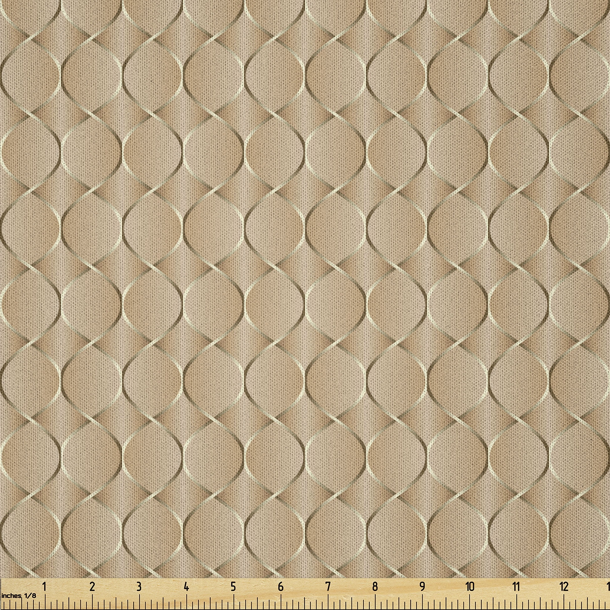 Ambesonne Neutral Color Fabric by the Yard Microfiber, Vertical Waves ...
