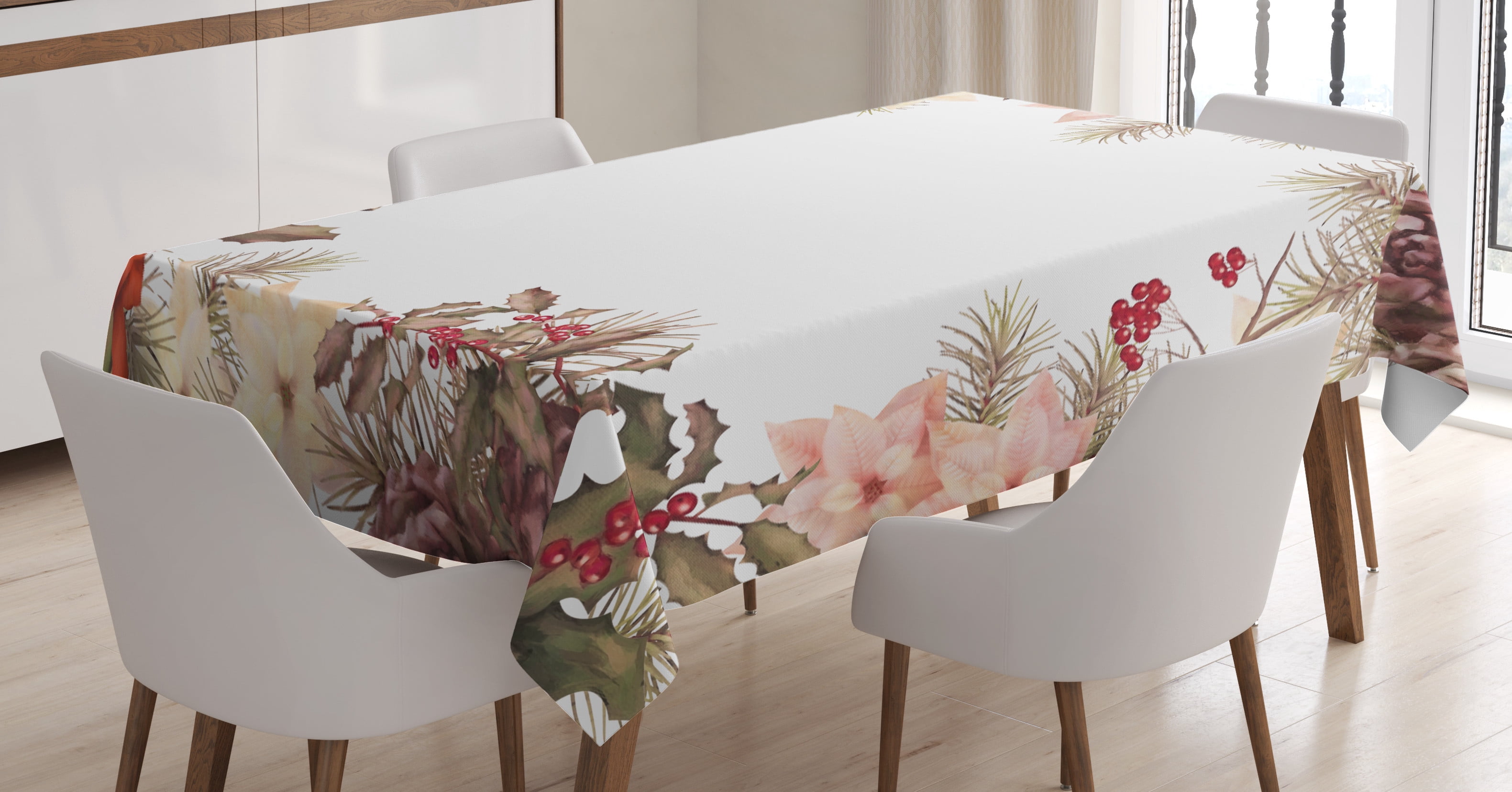 Ambesonne New Year Tablecloth Rectangular Table Cover, Bullfinch with ...
