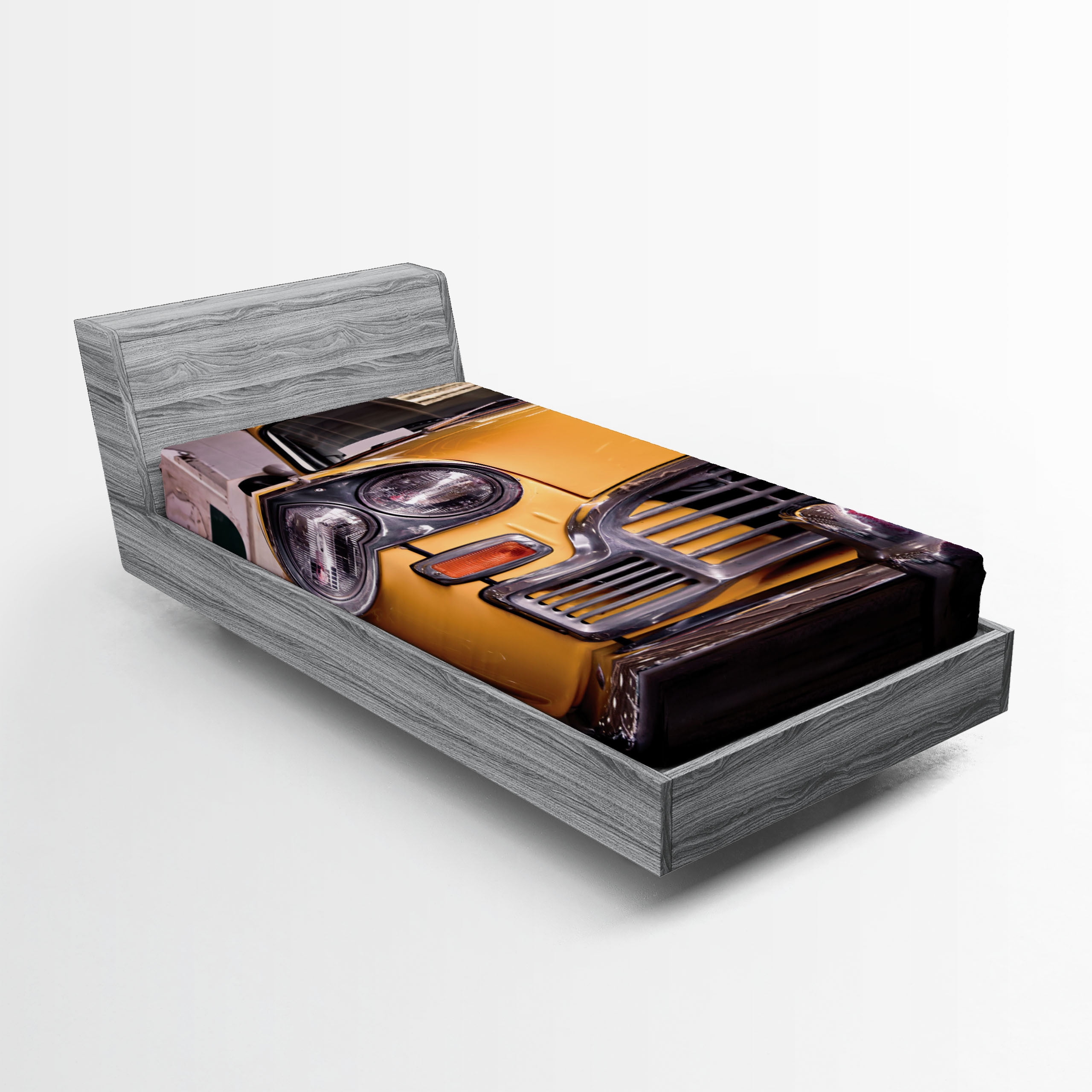 Ambesonne New York Fitted Sheet, Antique Yellow Taxi, Twin Size, Yellow ...