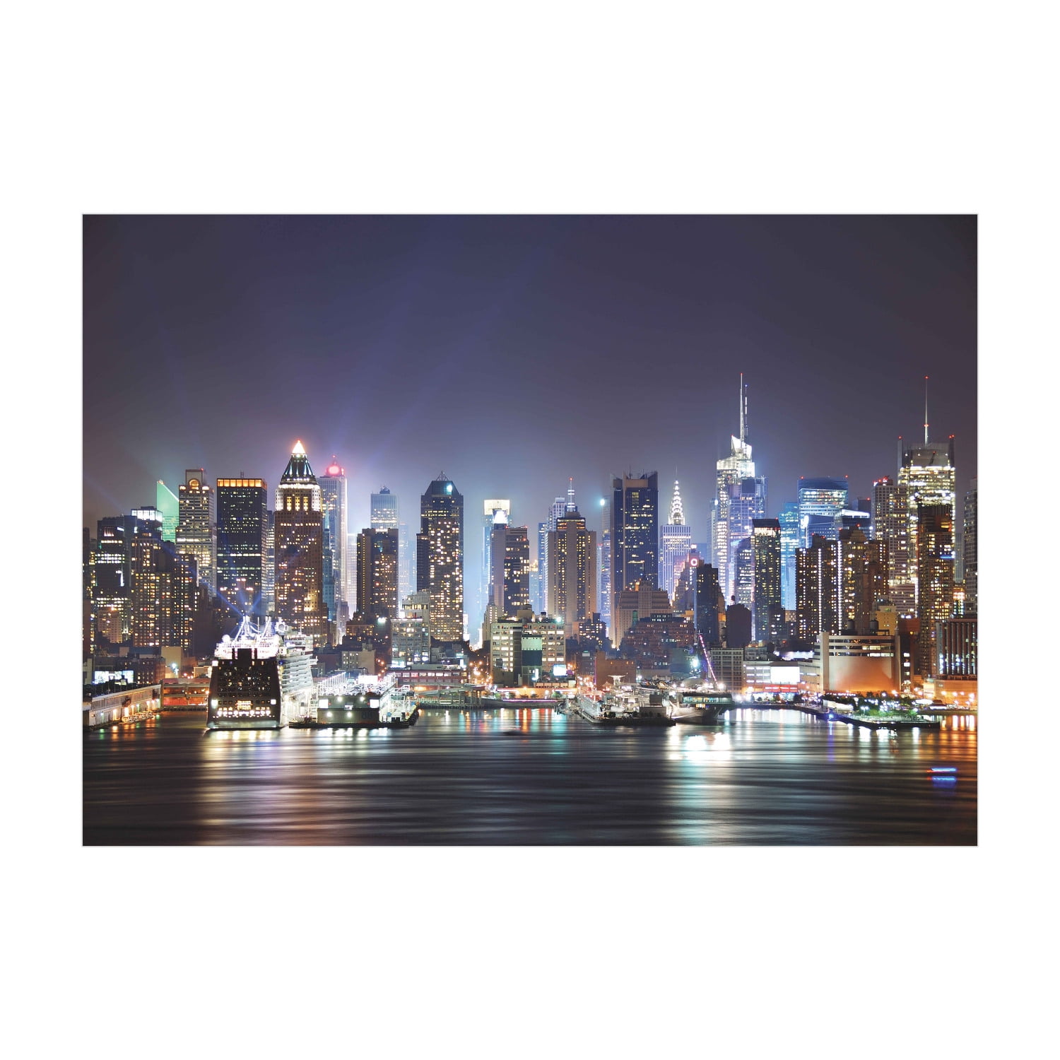 Ambesonne New York Jigsaw Puzzle, Manhattan Skyline at Night, Heirloom ...