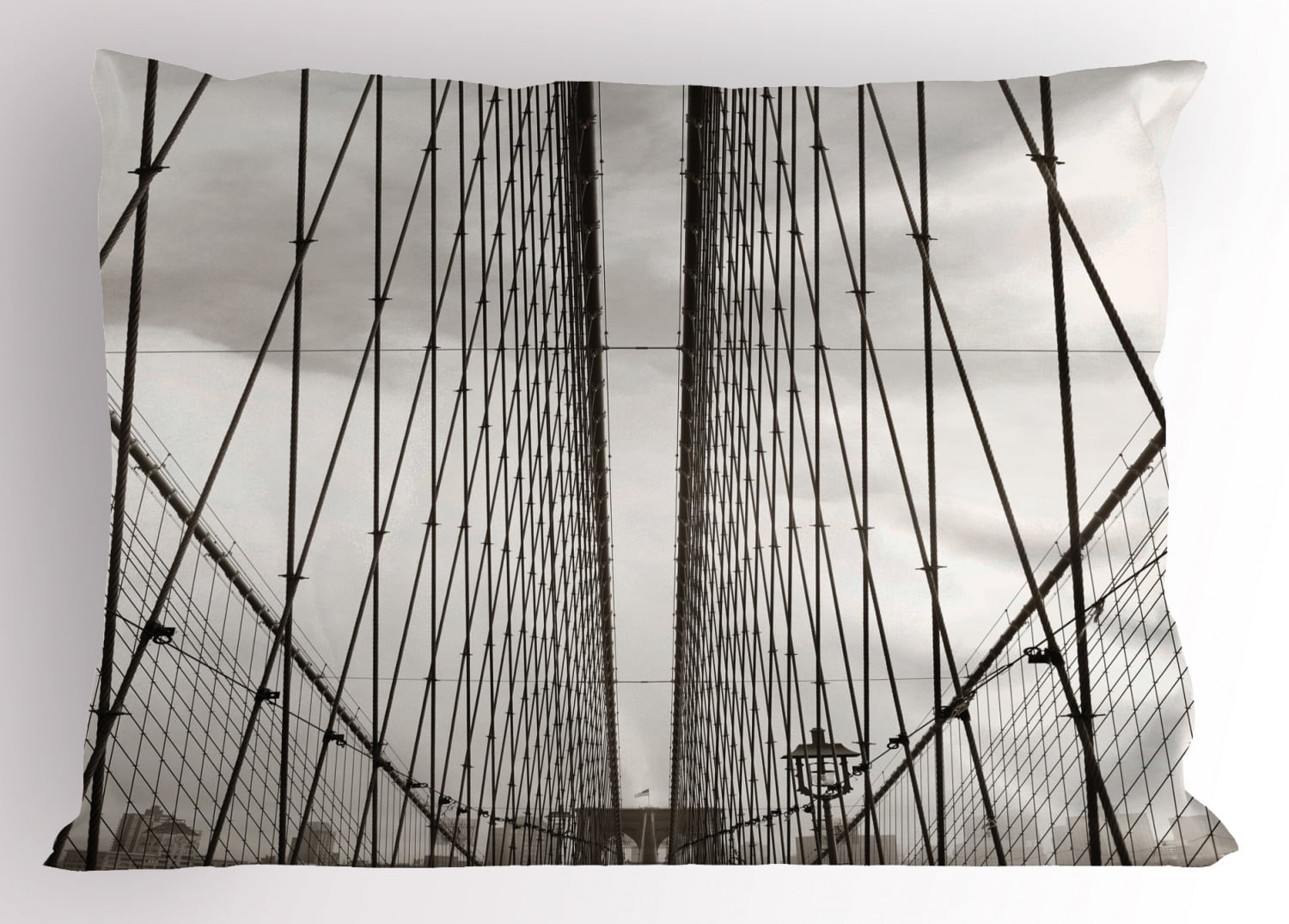 Ambesonne New York Pillow Sham, Brooklyn Bridge Cables, 26" X 20", Dust ...