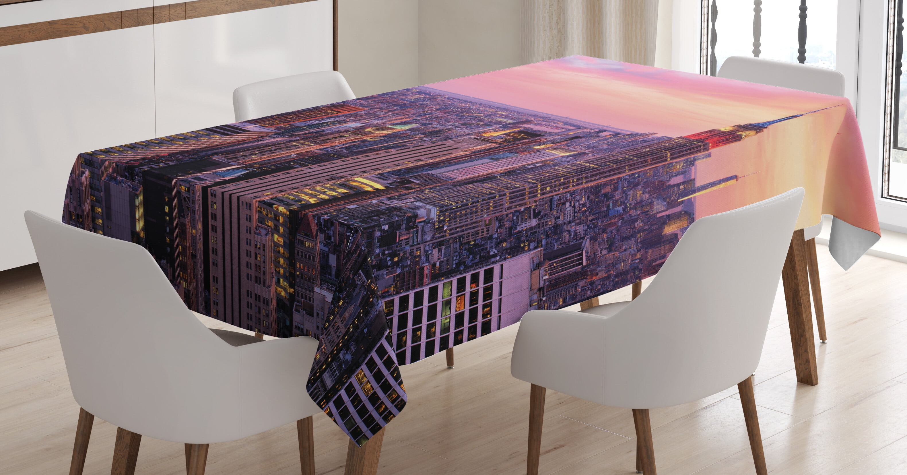 Ambesonne New York Tablecloth Rectangular Table Cover, Empire State ...