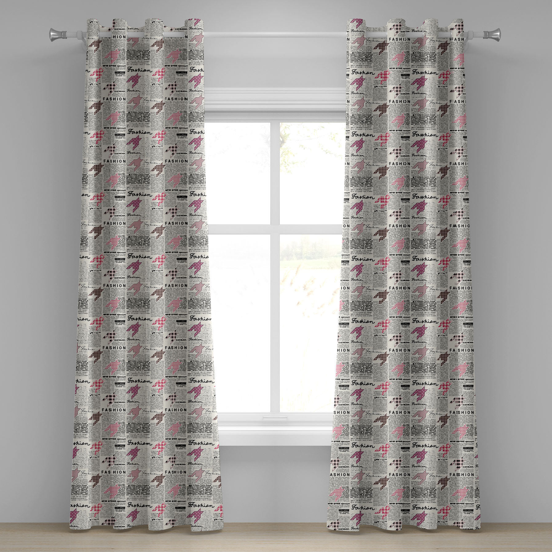 Ambesonne News Grommet Curtain, Fashion Magazine Retro, 50" x 72 ...