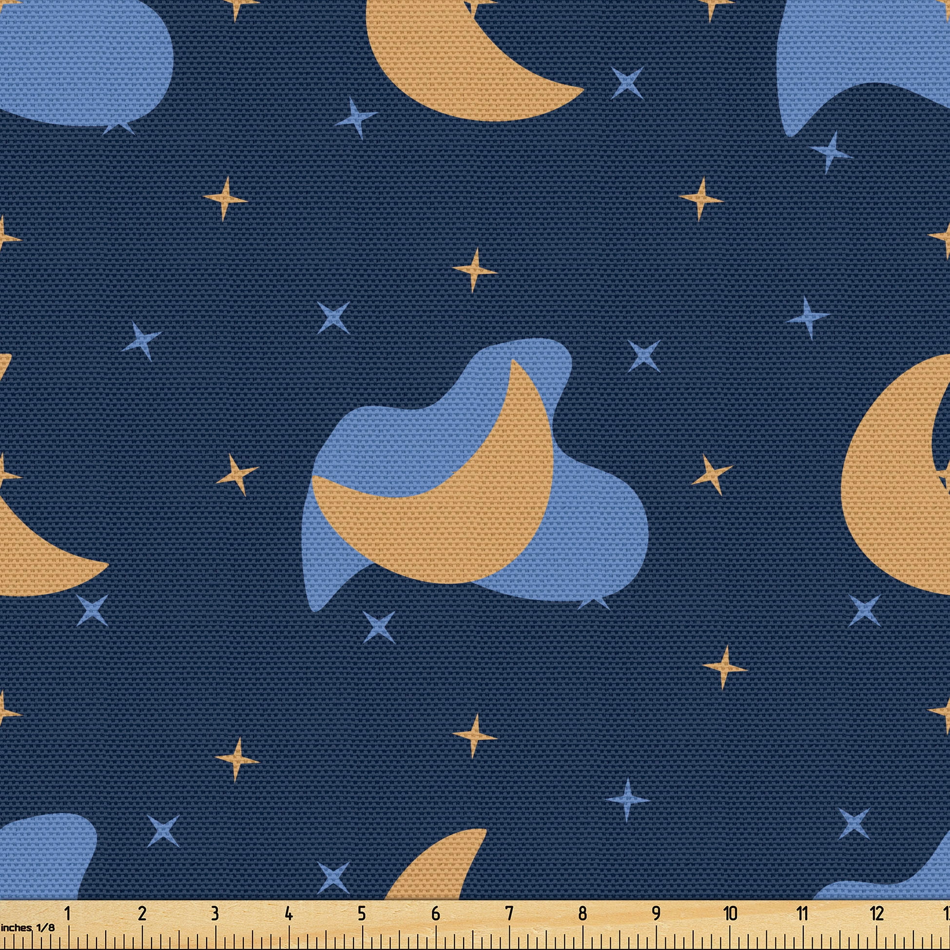 Ambesonne Night Sky Fabric by the Yard Upholstery, Repetitive Moon Star ...