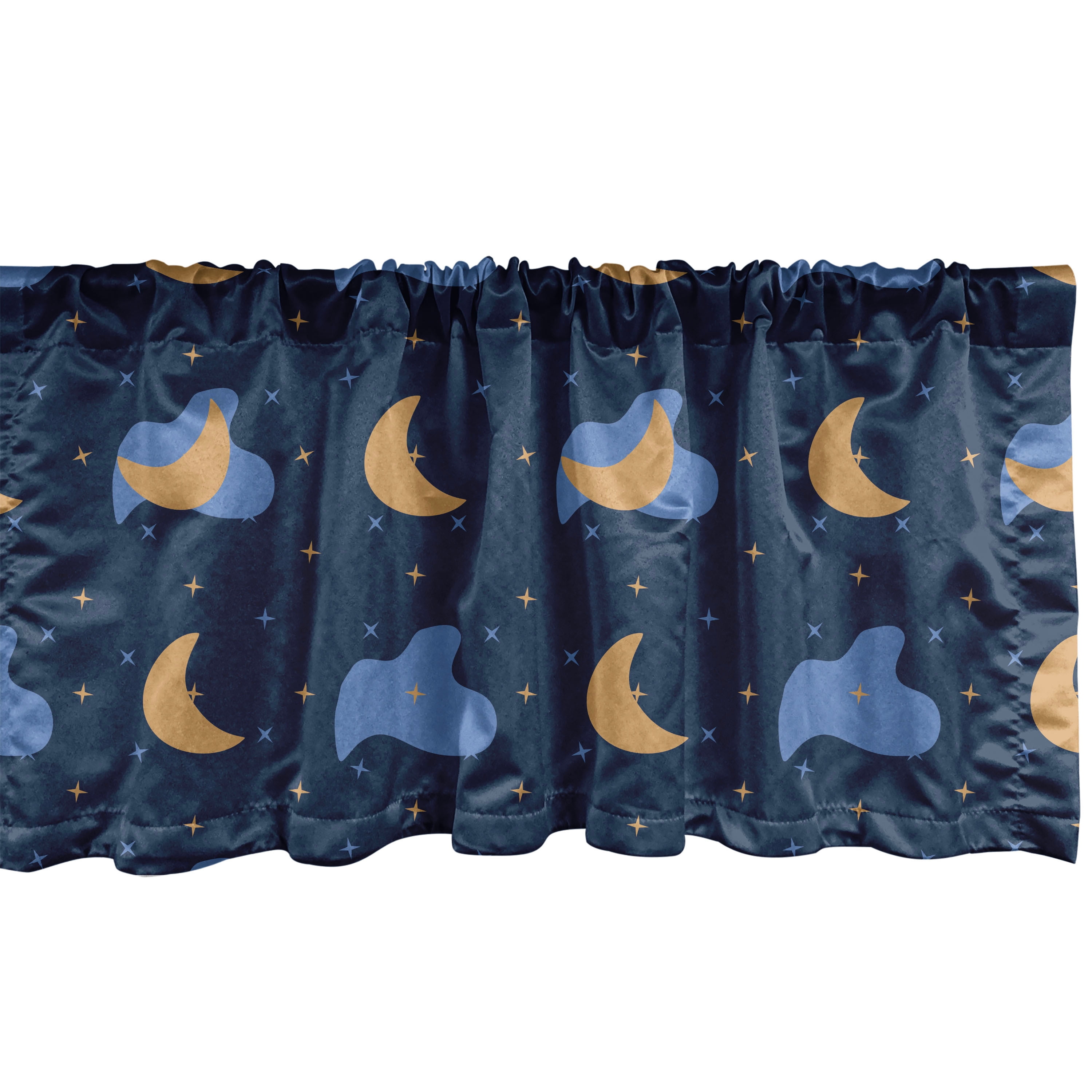 Ambesonne Night Sky Window Valance, Repetitive Moon Star Art, 42" x 12 ...