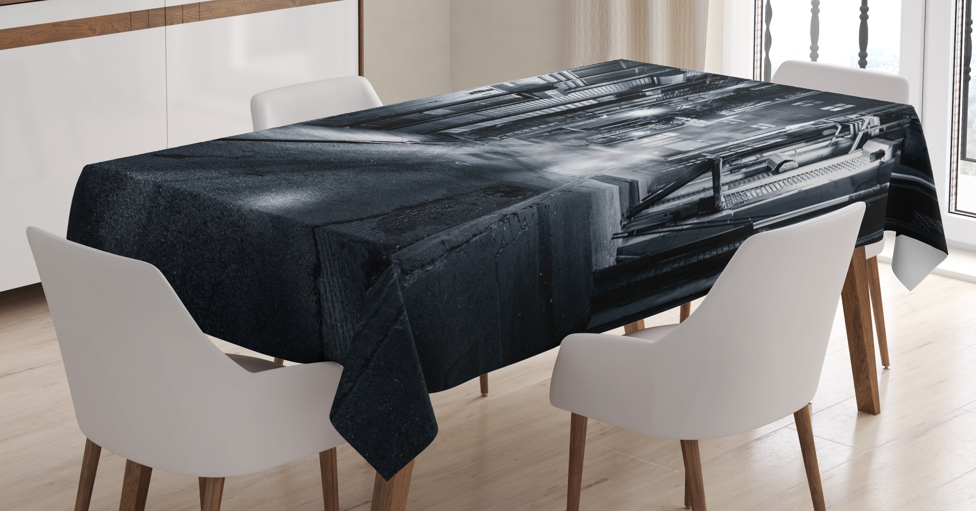 Ambesonne Night Tablecloth Rectangular Table Cover, Dark Urban NYC ...