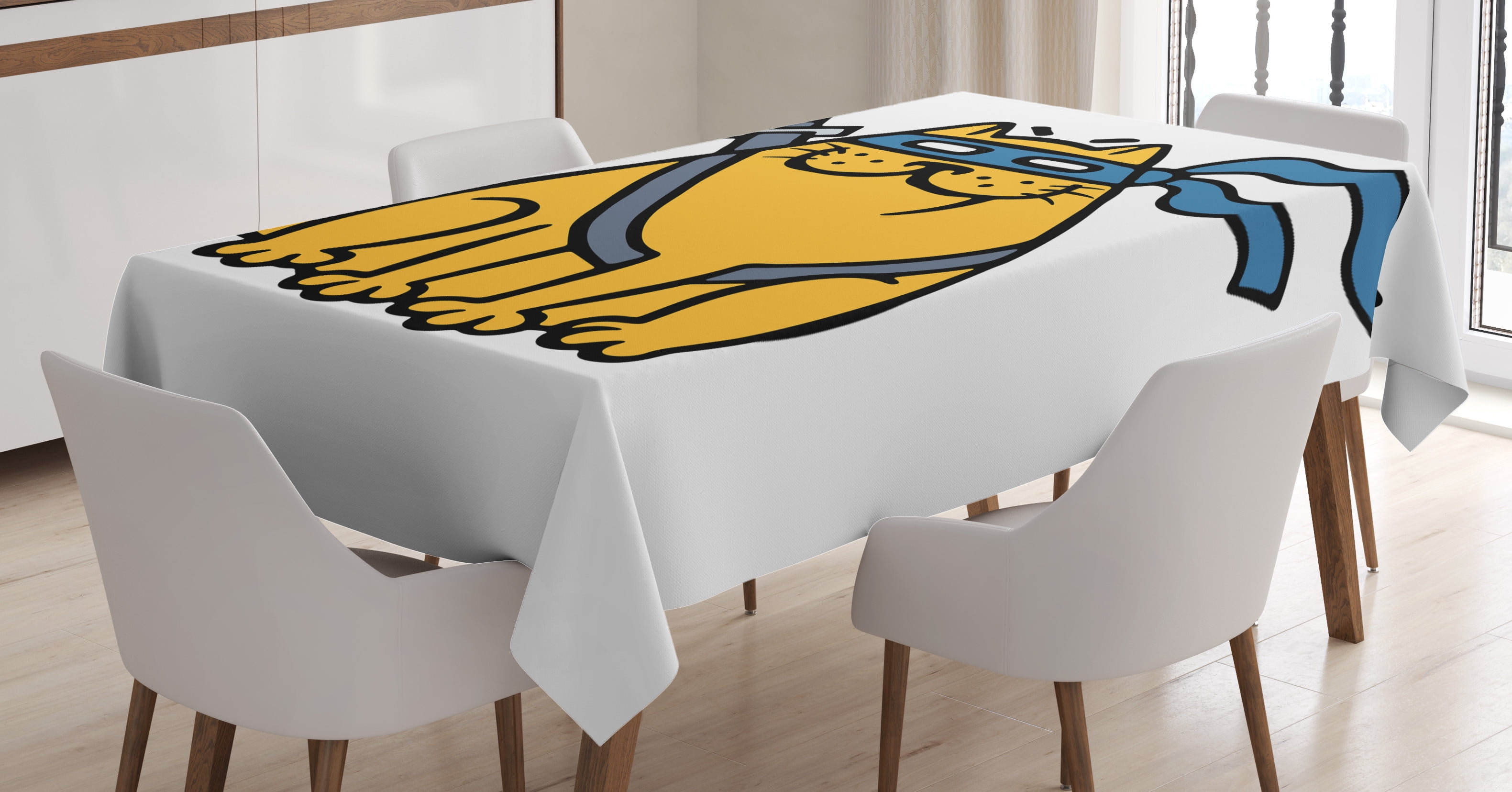Ambesonne Ninja Cat Tablecloth Rectangular Table Cover, Hero Pet with ...