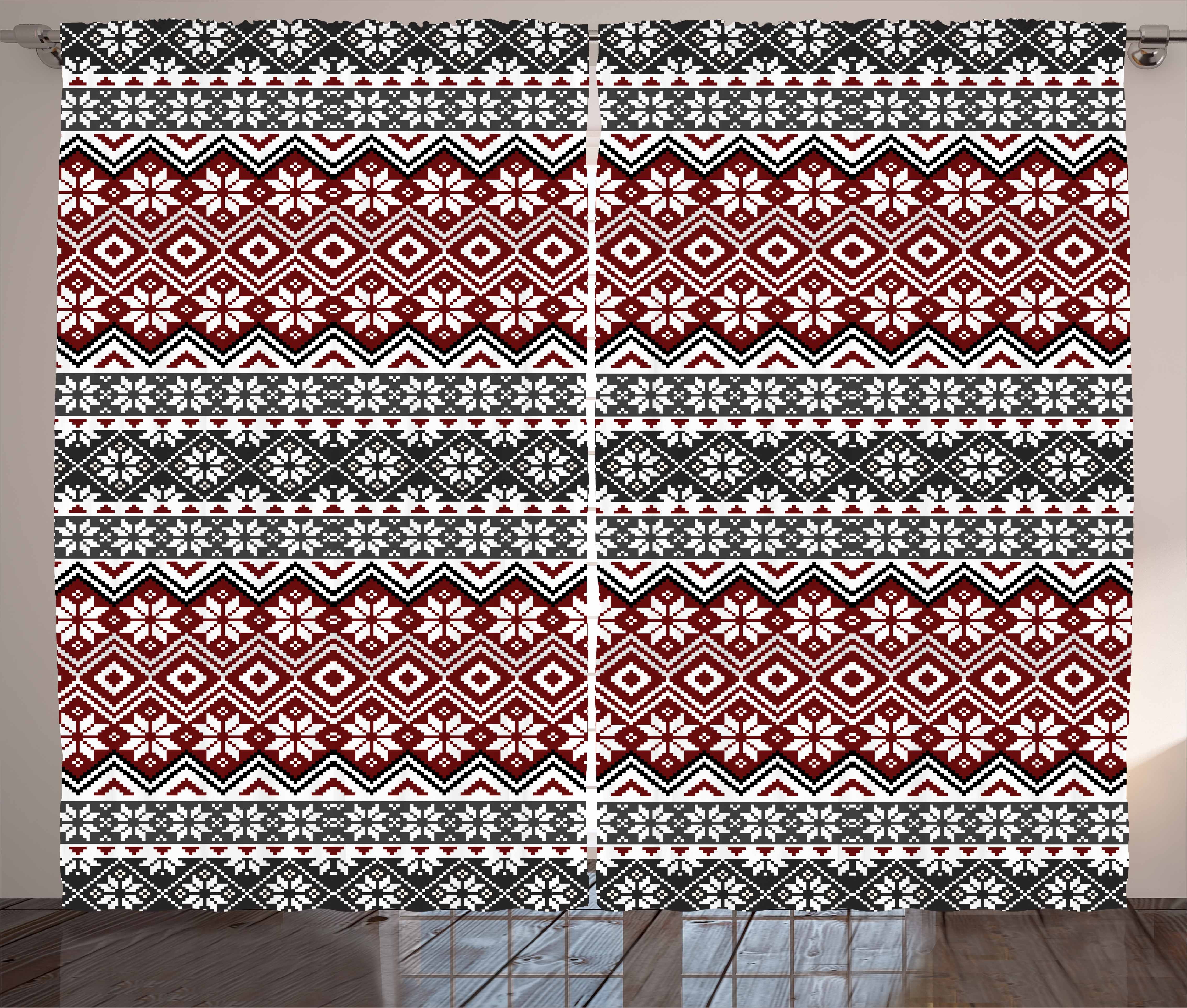 Ambesonne Nordic Curtains 2 Panel Set, Cultural Christmas Theme, 108" x ...