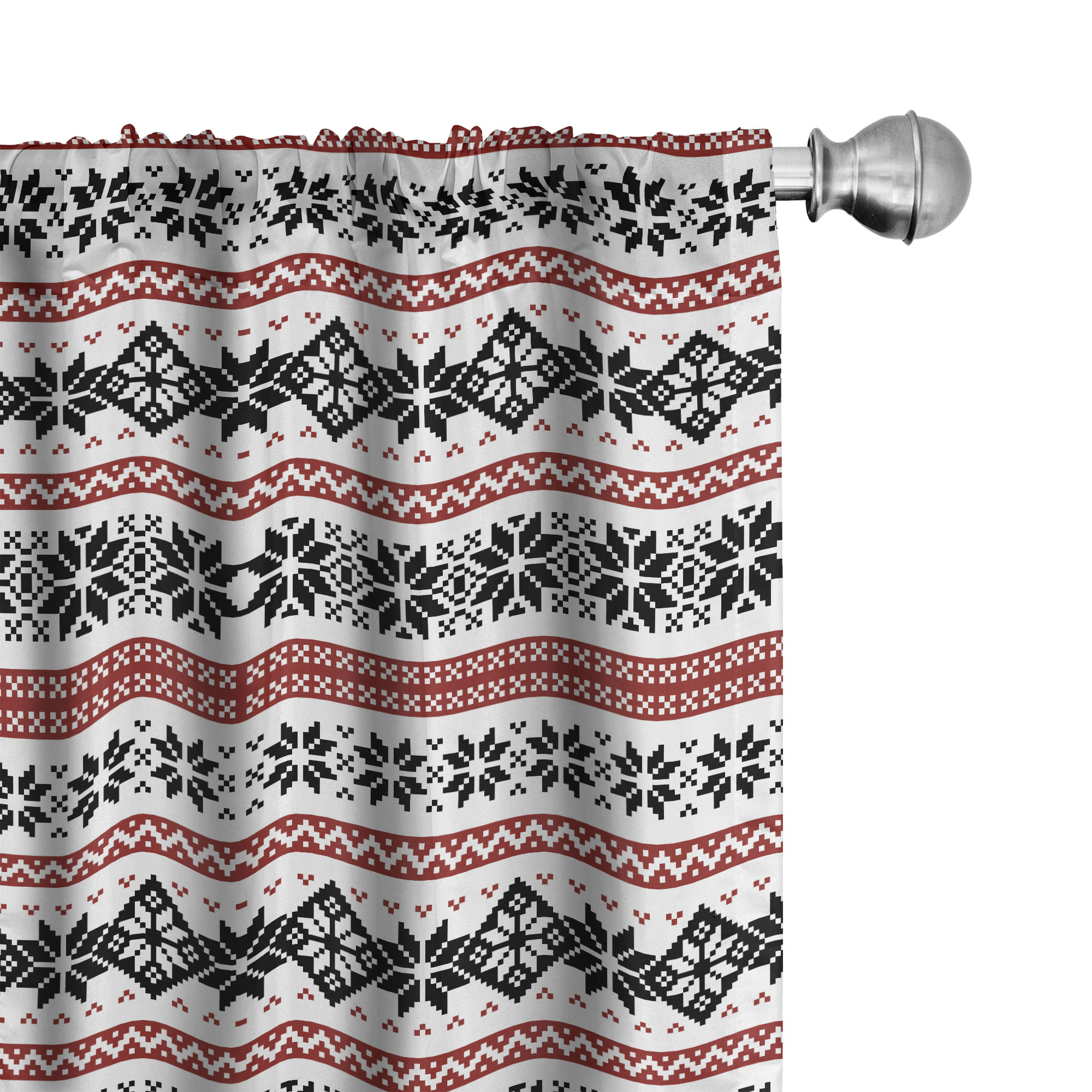 Ambesonne Nordic Curtains, Ornate Seasonal Motifs Art, Pair of 28"x84 ...