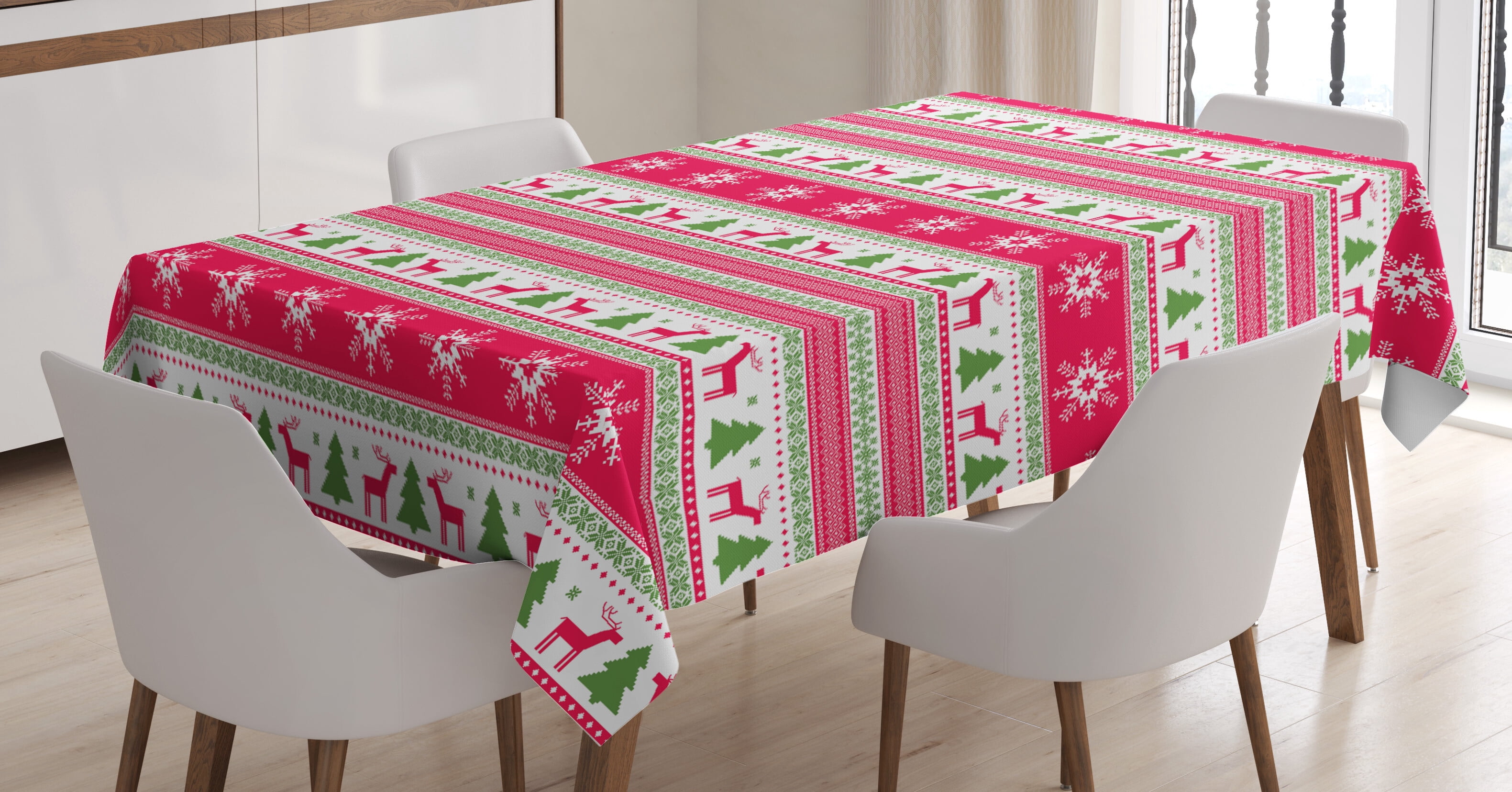 Ambesonne Nordic Tablecloth Rectangular Table Cover, Needlework Style ...