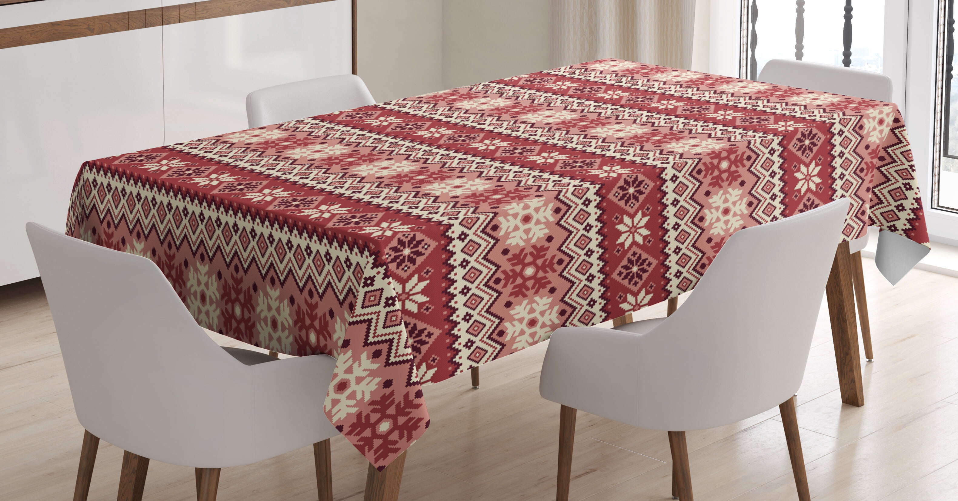 Ambesonne Nordic Tablecloth Rectangular Table Cover, Scandinavian Snow ...