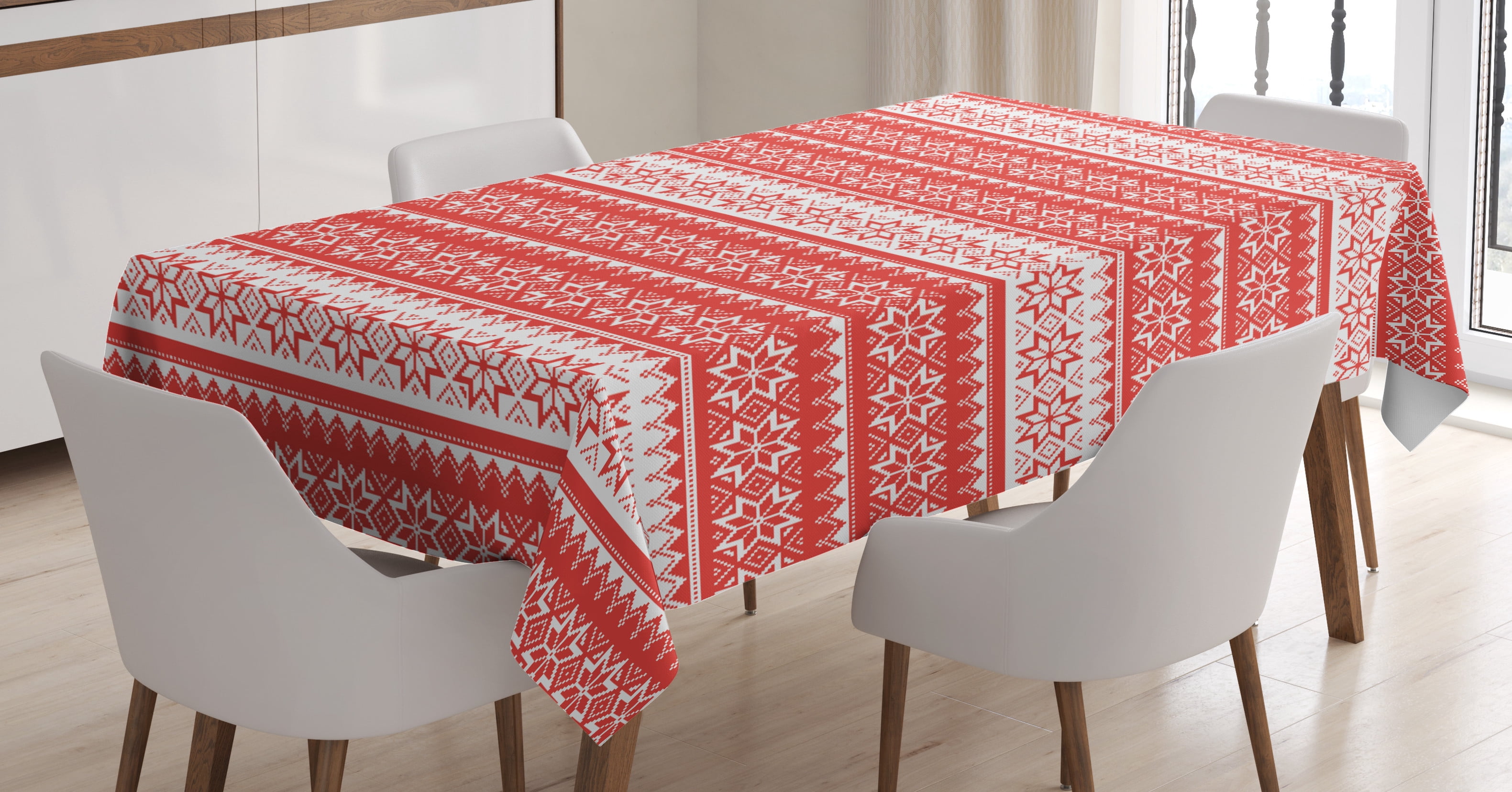 Ambesonne Nordic Tablecloth Rectangular Table Cover, Swedish Vintage ...