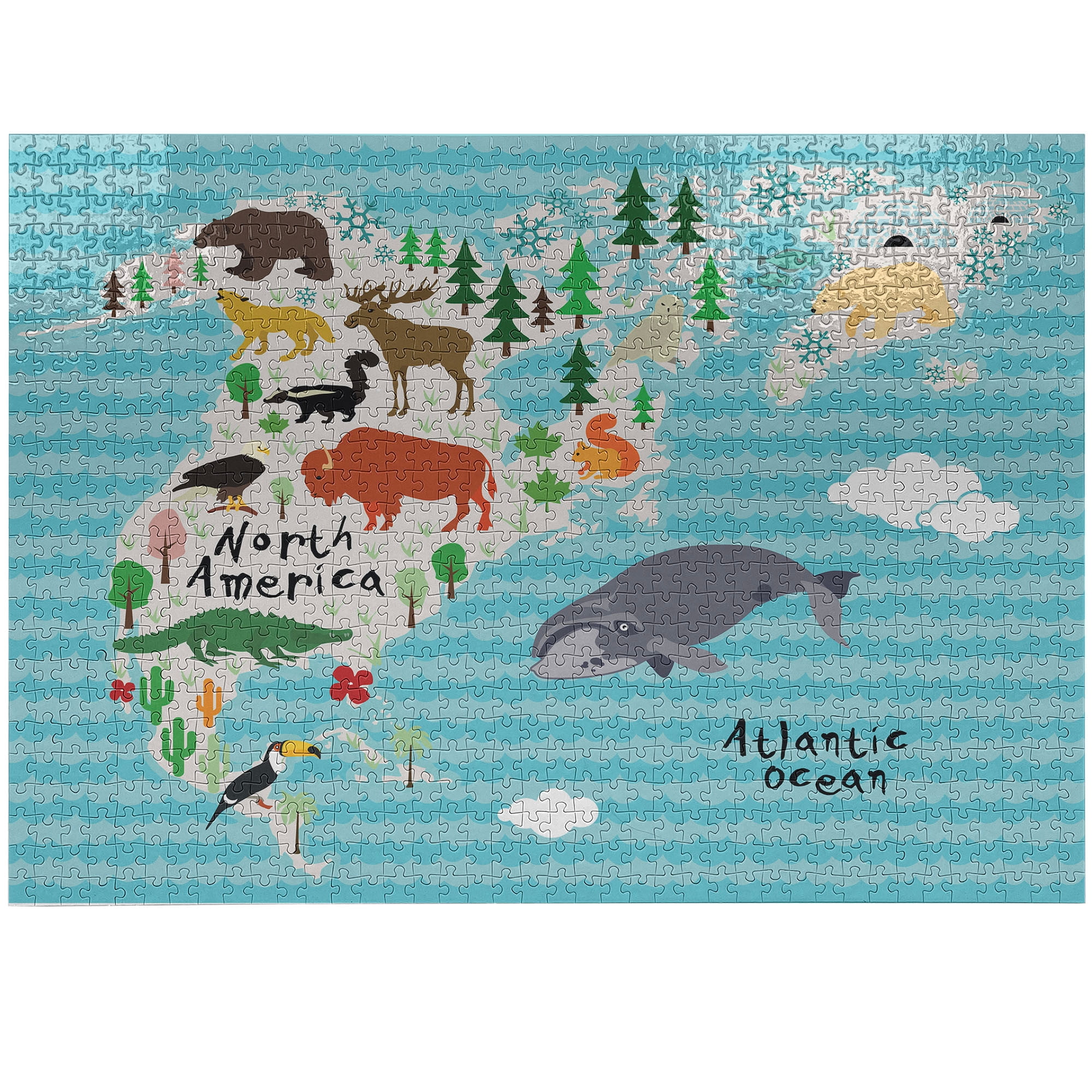 Ambesonne North America Jigsaw Puzzle, Indigenous Animals, Heirloom ...
