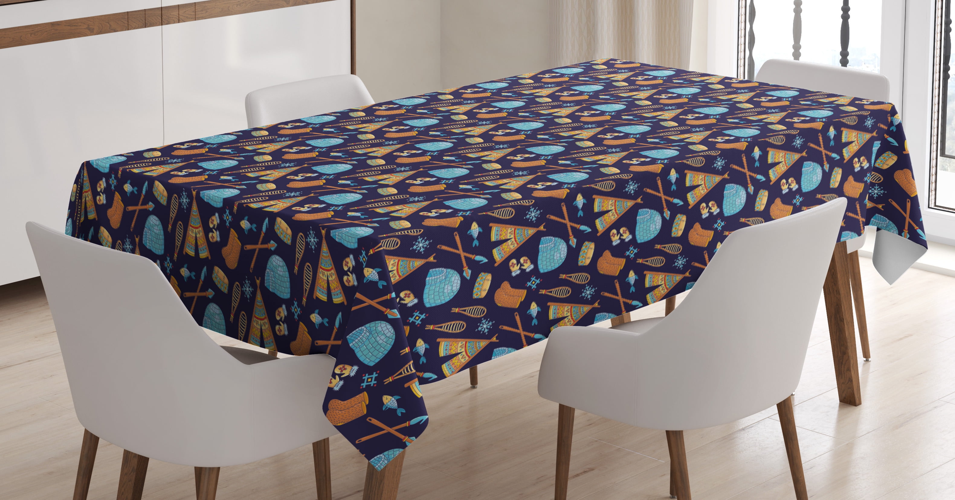 Ambesonne North Pole Tablecloth Rectangular Table Cover, Eskimo ...