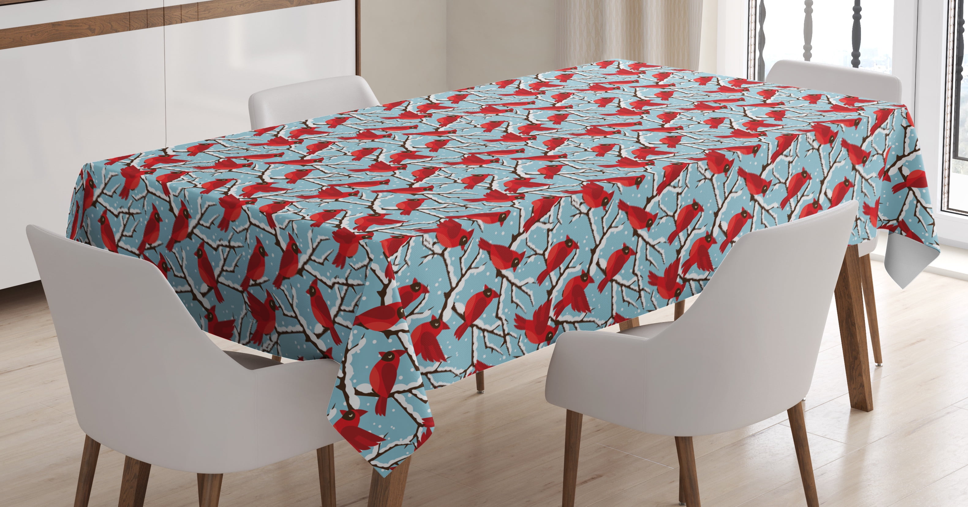 Ambesonne Northwoods Tablecloth Rectangular Table Cover, Cardinal Birds ...