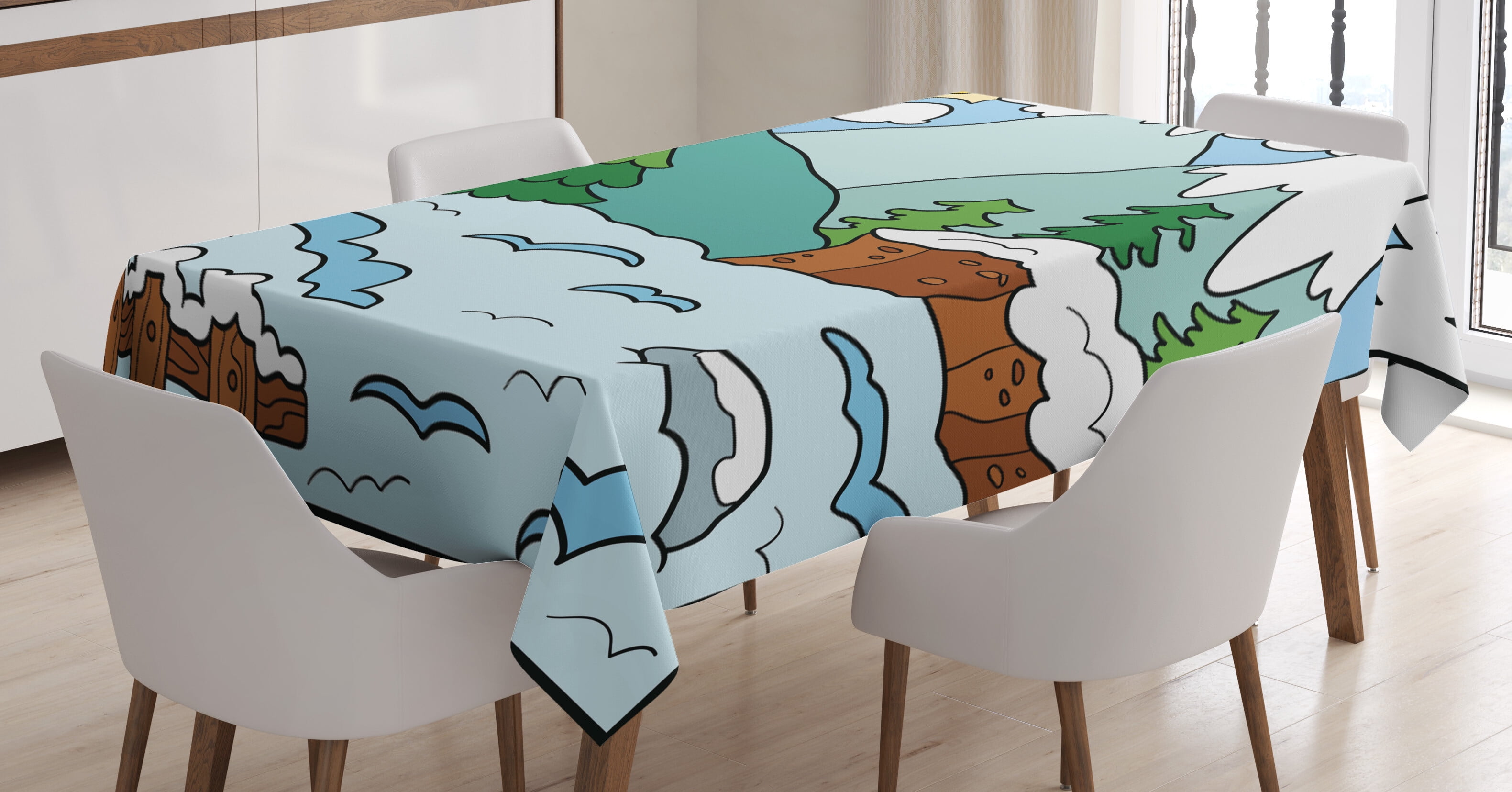 Ambesonne Northwoods Tablecloth Rectangular Table Cover, Winter ...