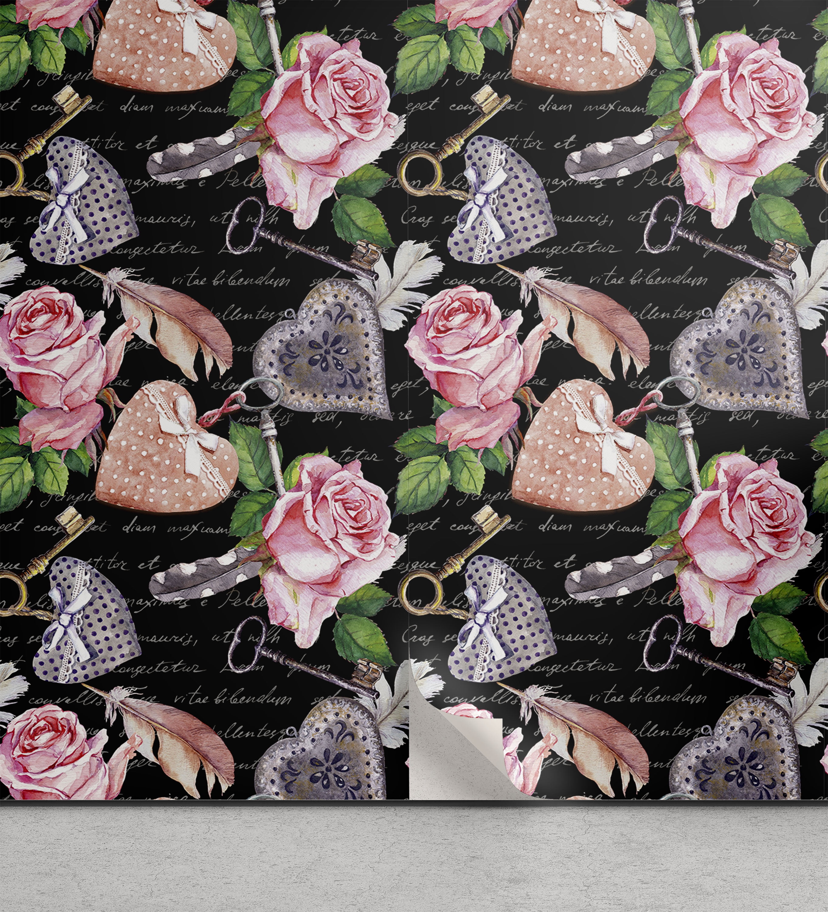 Ambesonne Nostalgia Peel & Stick Wallpaper for Home, Retro Dot Heart ...