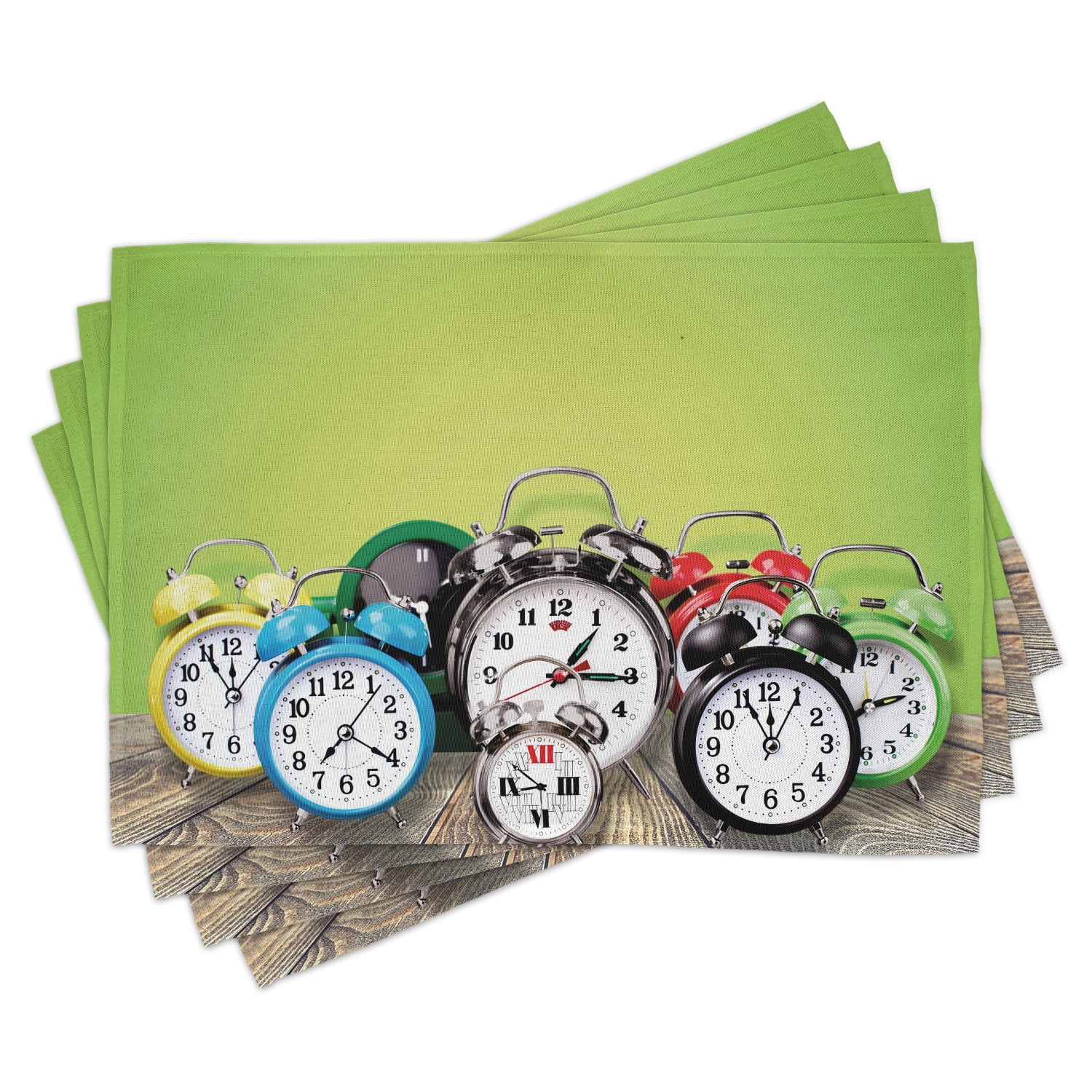 Ambesonne Nostalgic Place Mats Set of 4, Wooden Digital Clock, Standard ...