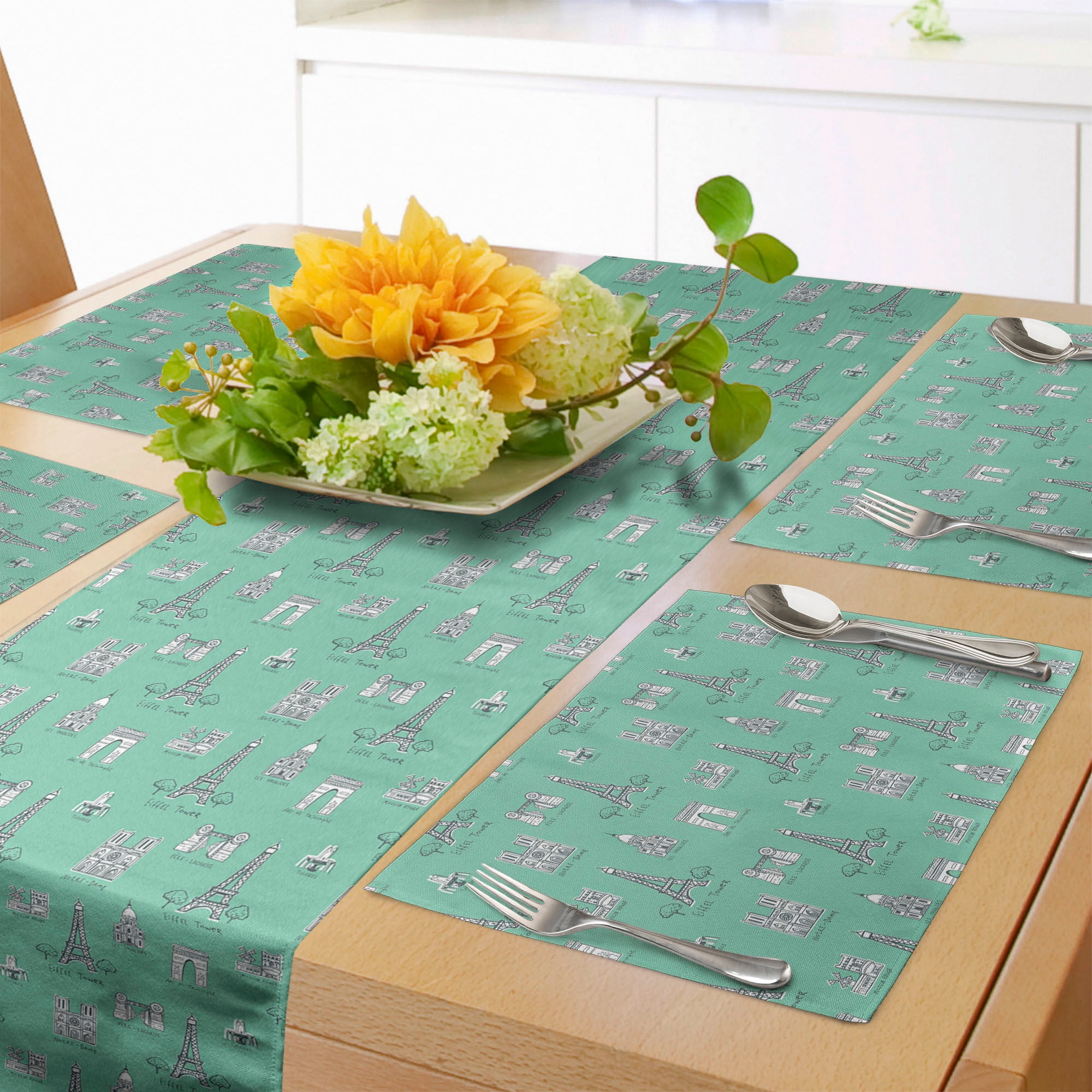 Ambesonne Notre Dame de Paris Table Runner & Placemats, French ...
