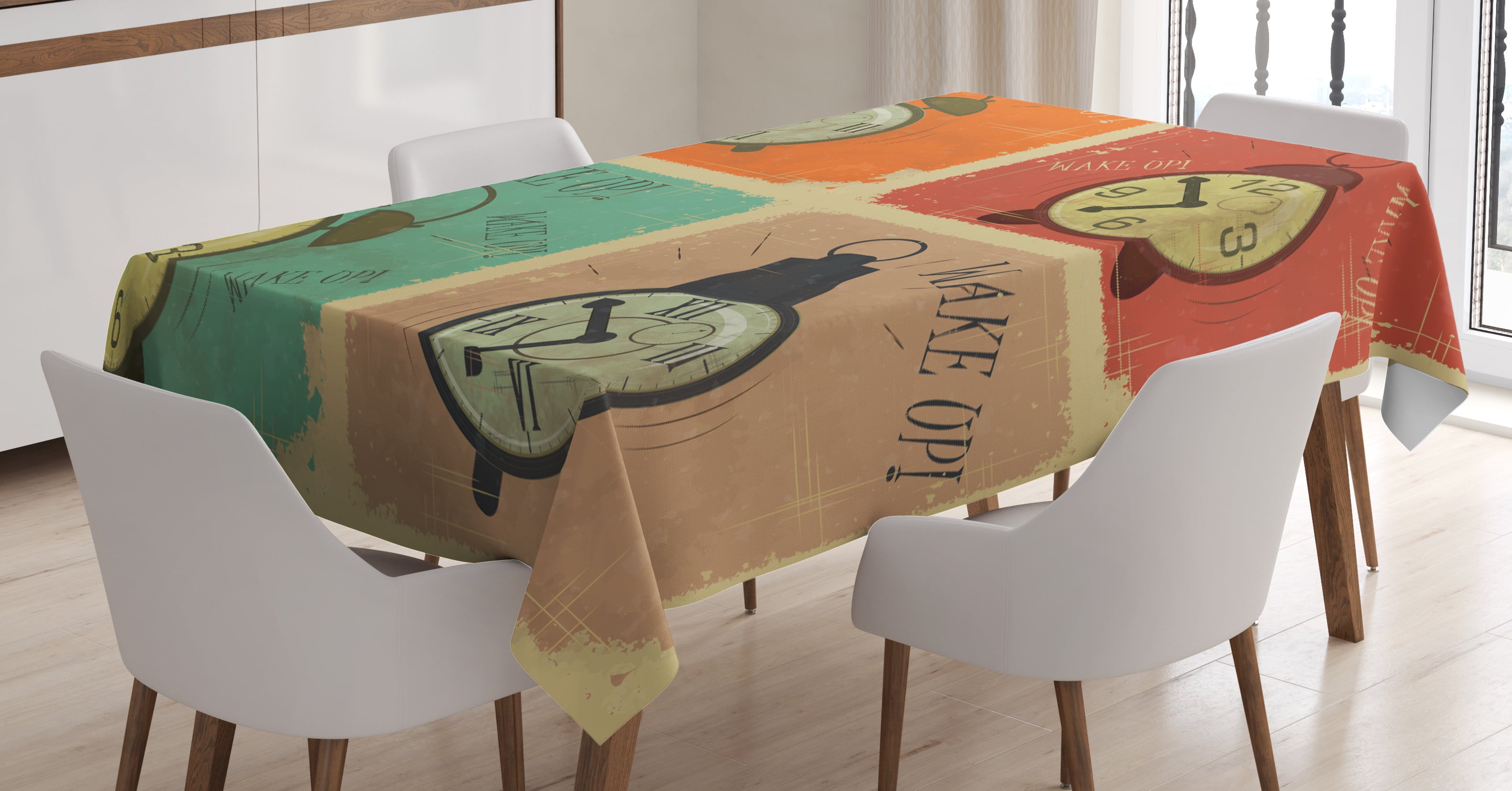 Ambesonne Number Tablecloth Rectangular Table Cover, Grunge Wake up ...