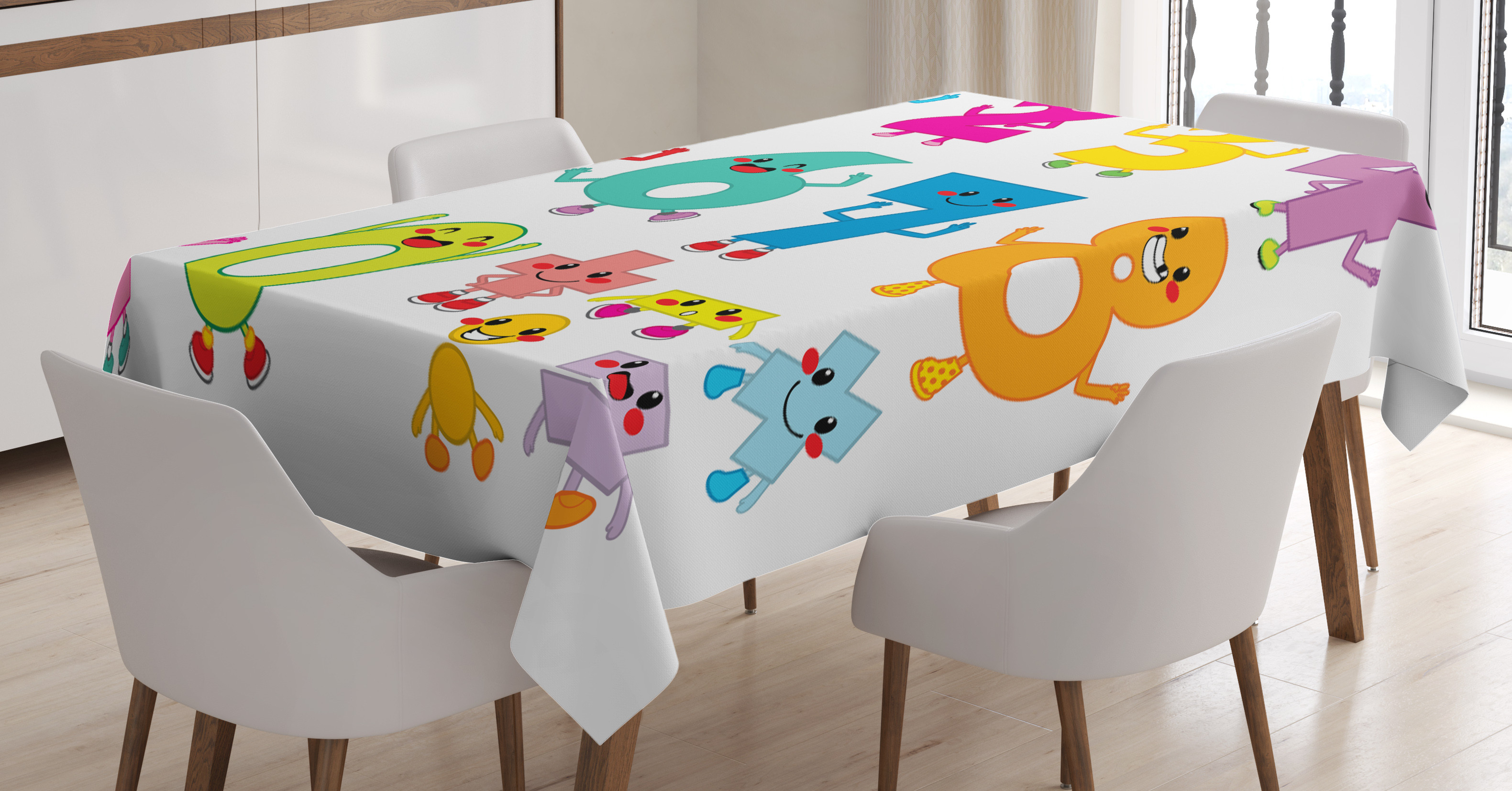 Ambesonne Number Tablecloth Rectangular Table Cover, Joyful Comic ...