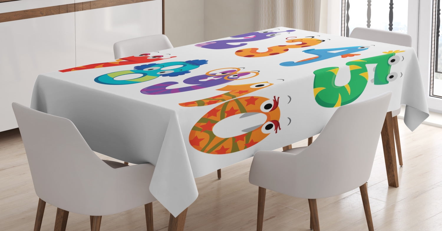 Ambesonne Number Tablecloth Rectangular Table Cover, Math Funny ...