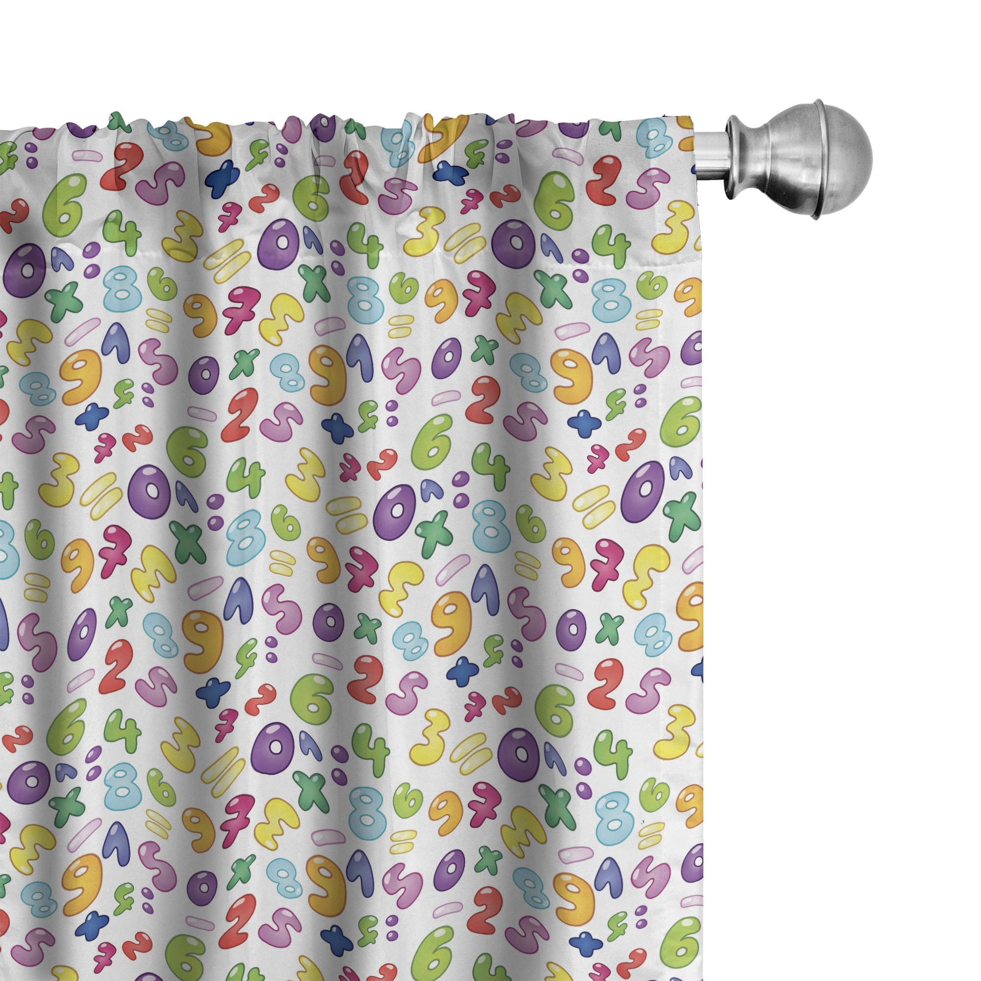 Ambesonne Numbers Curtains, Colorful Bubble Style, Pair of 28"x95 ...