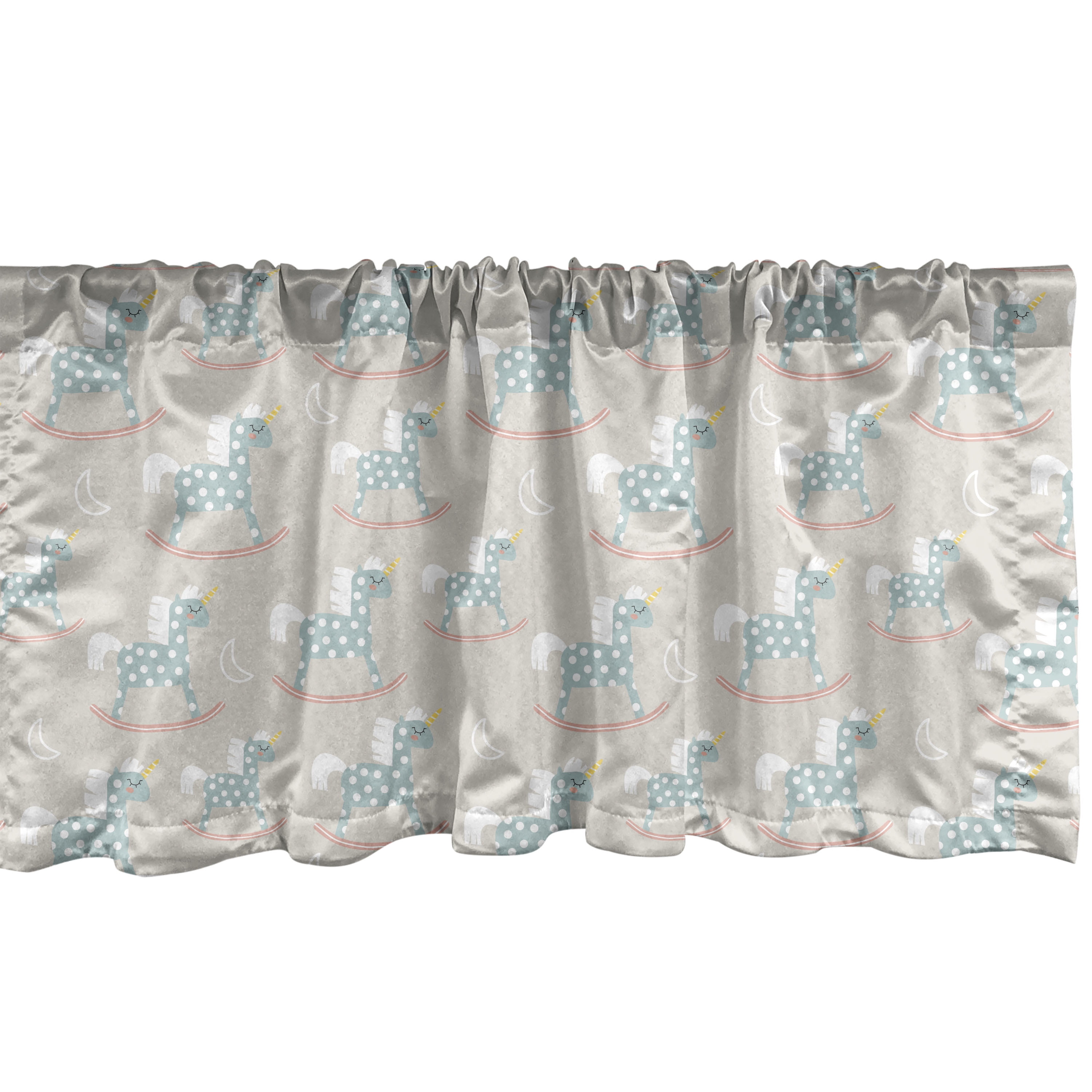 Ambesonne Nursery Window Valance, Kids Cartoon Rocker Horse Toy ...