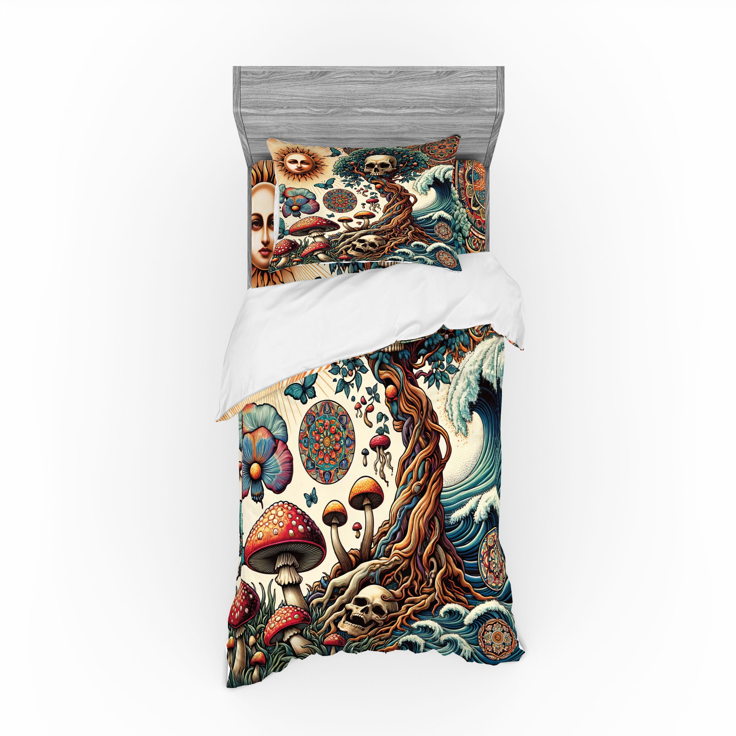 Ambesonne Occult Art Bedding Set 3 Pcs, Mystic Forest Arcane, TwinXL ...