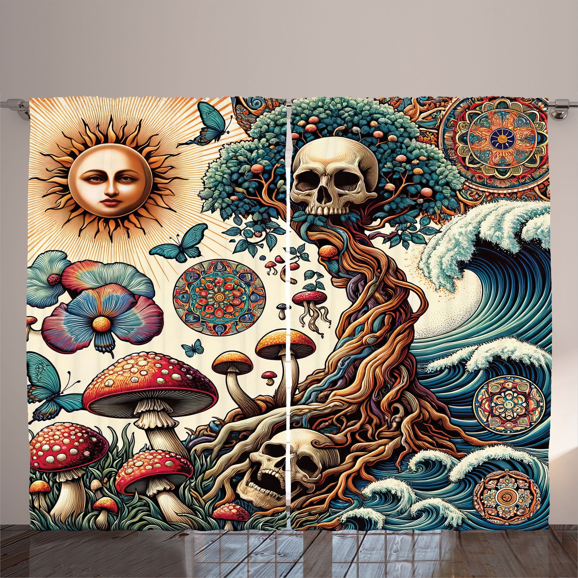 Ambesonne Occult Art Curtains 2 Panel Set, Mystic Forest Arcane, 108" x ...