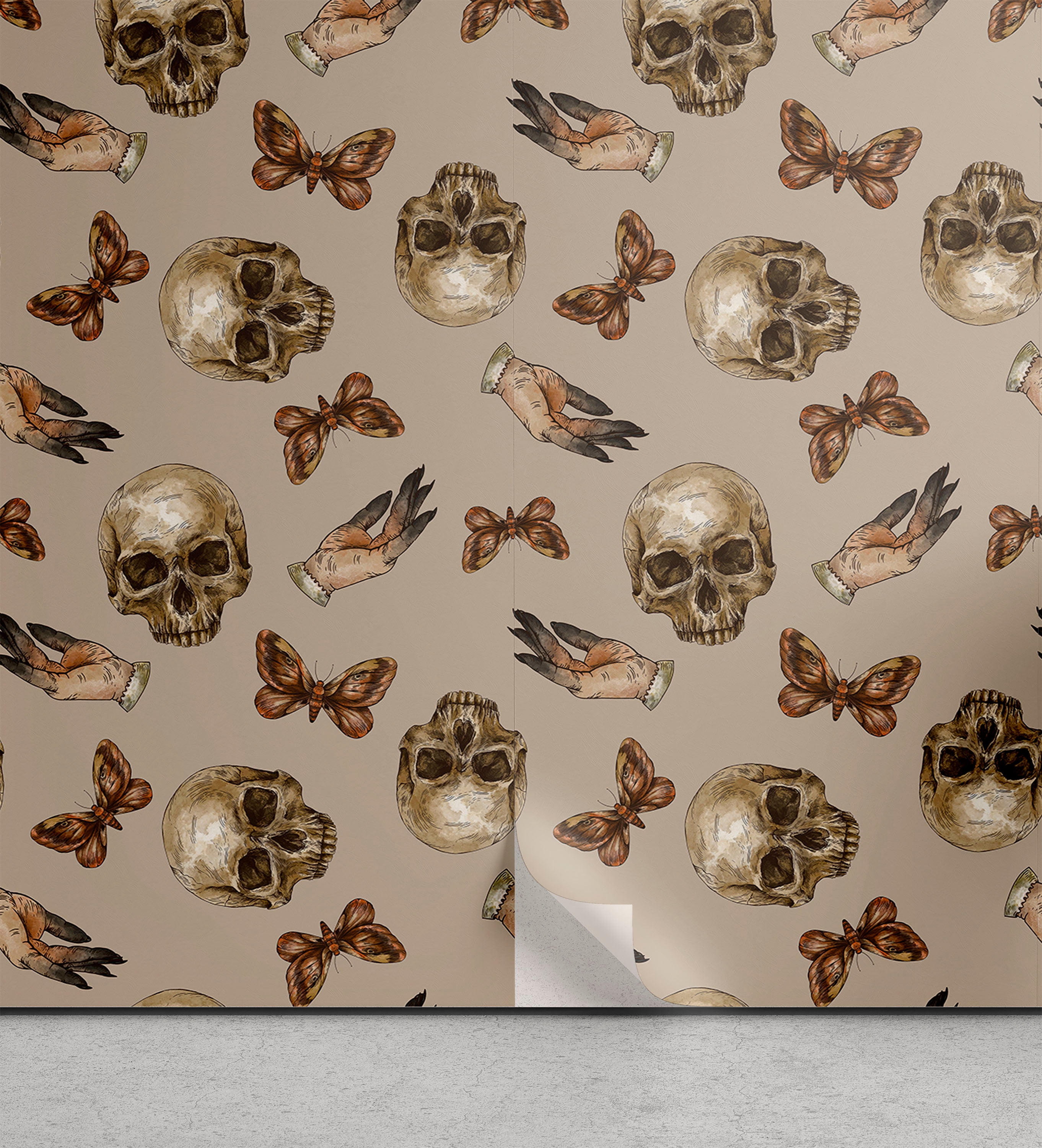 Ambesonne Occult Themed Peel & Stick Wallpaper for Home, Goth Skull ...