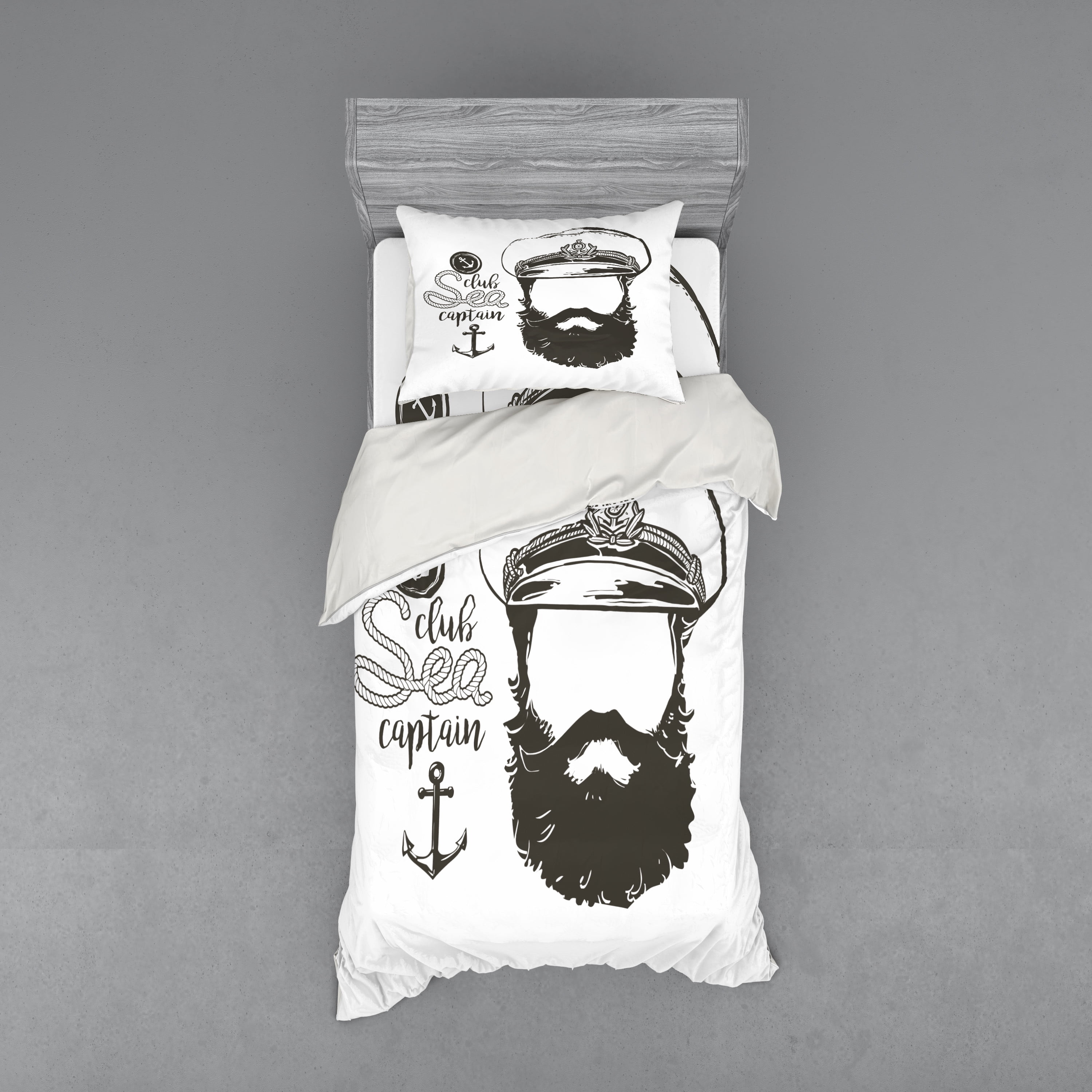 Ambesonne Ocean Bedding Set 3 Pcs, Hat and Beard Seaman, Twin, Brown ...