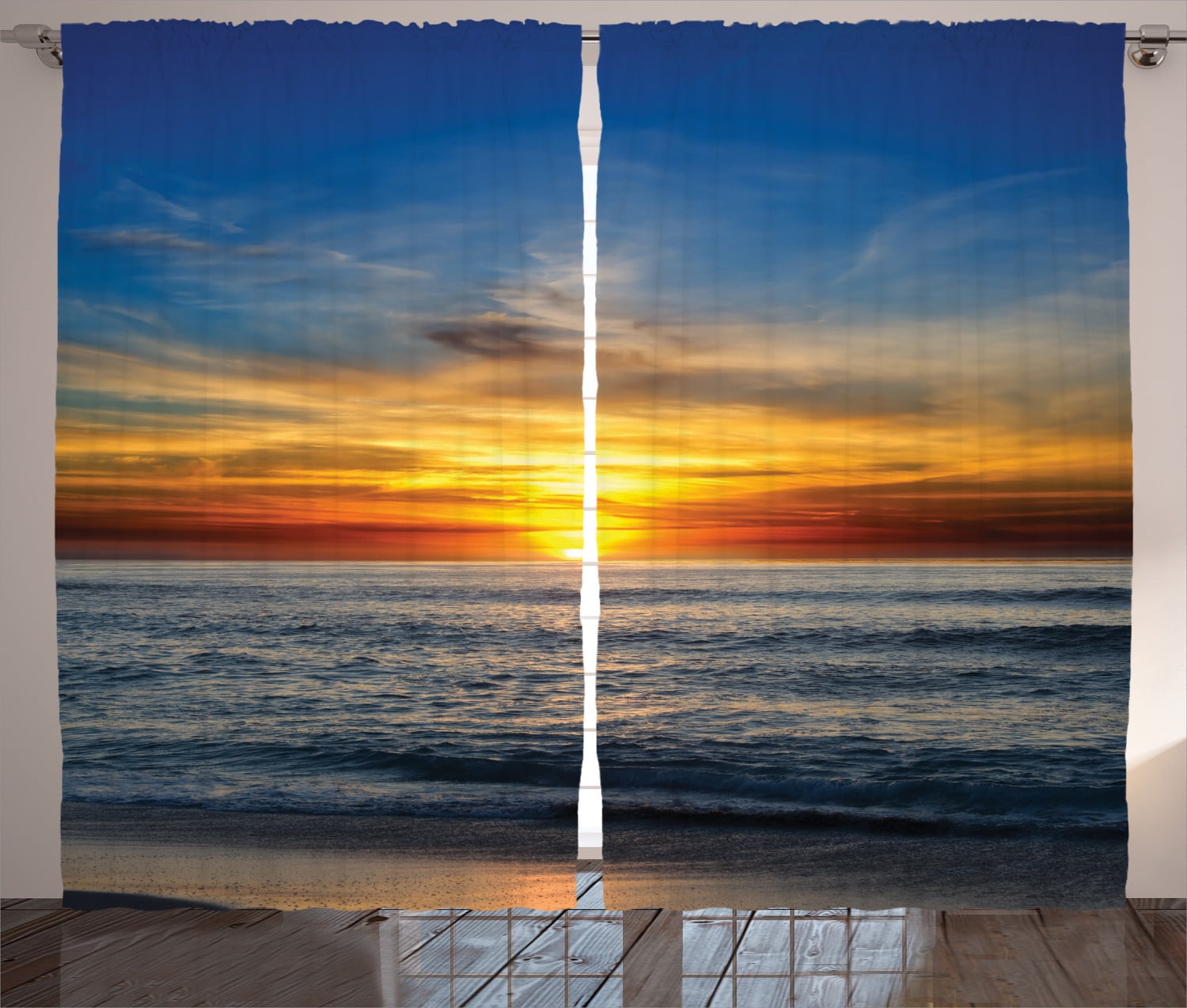 Ambesonne Ocean Curtains 2 Panel Set, Pacific California Sunset, 108" x ...