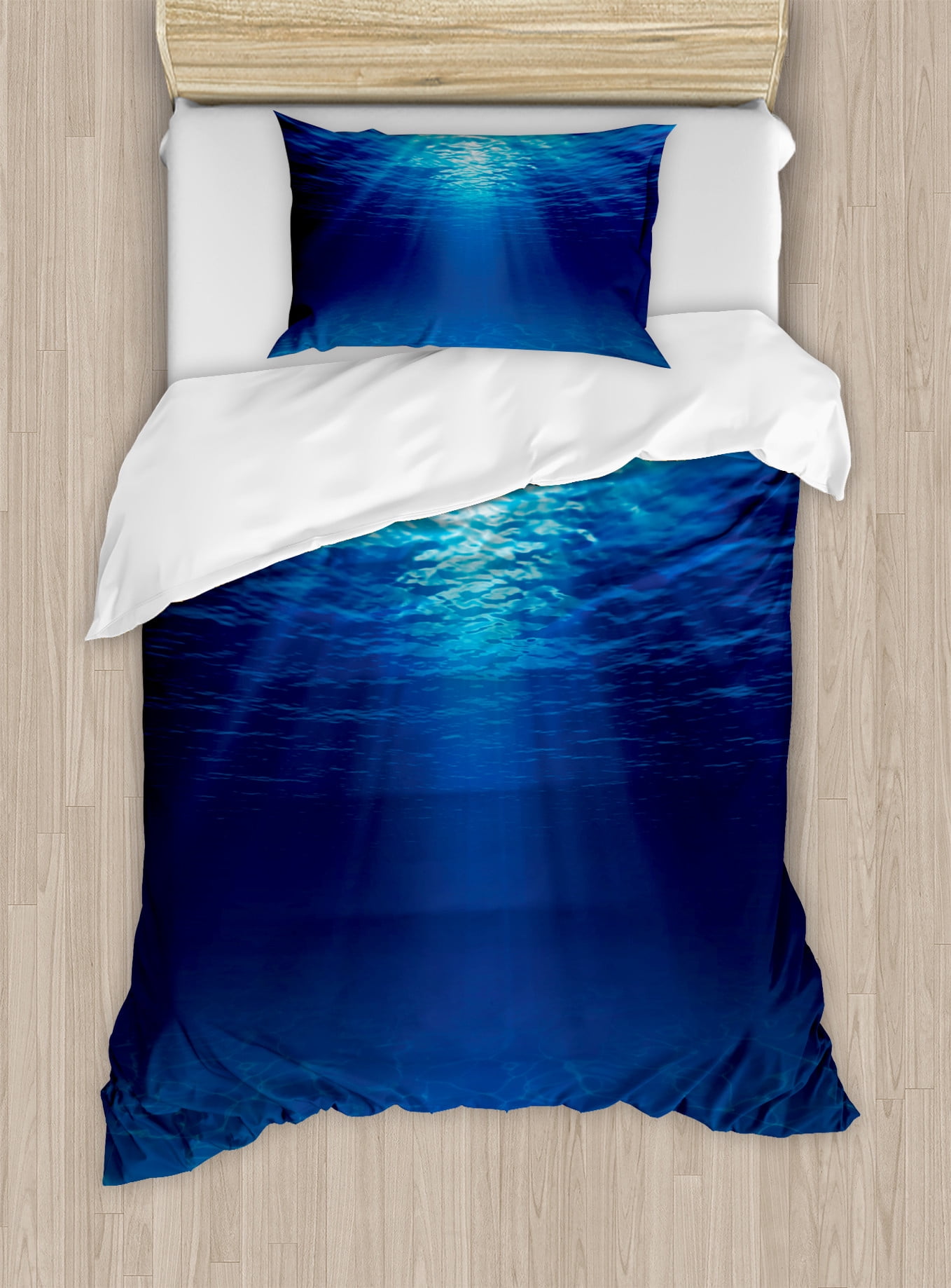 Ambesonne Ocean Duvet Cover Set, Sandy Seabed Sea Scene, Twin, Navy ...